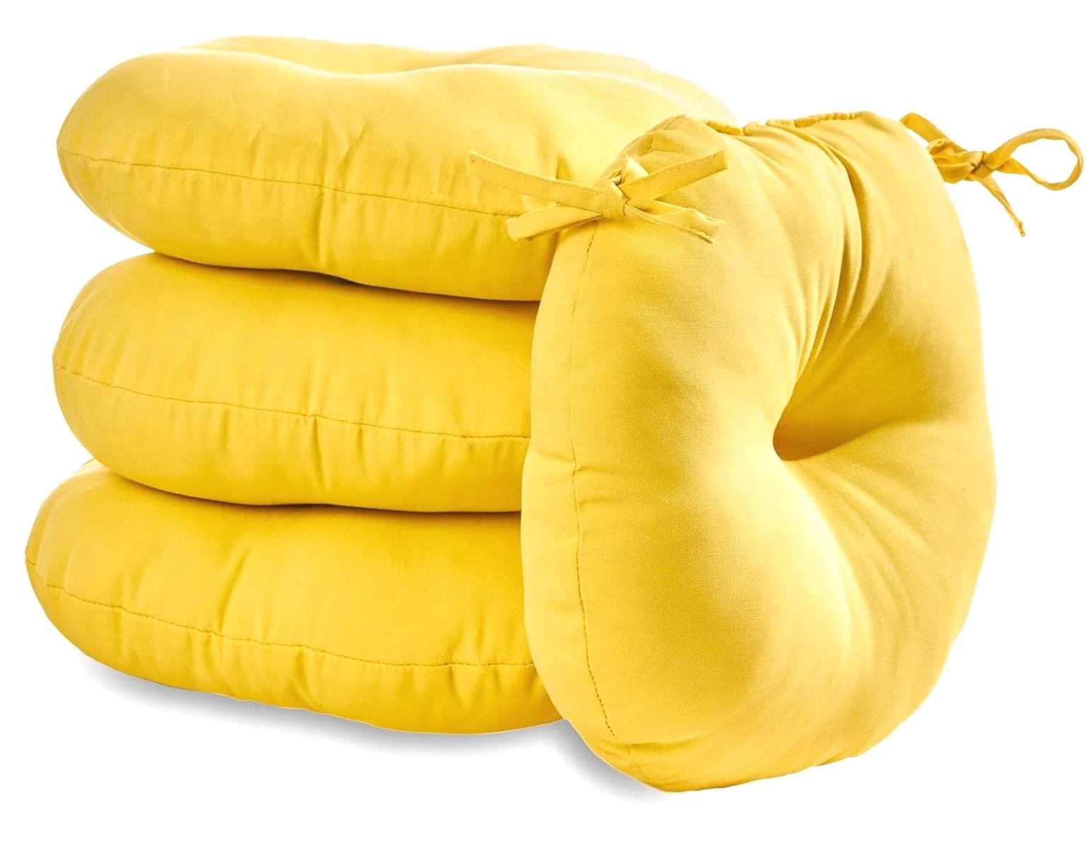 Wellsay Solid Yellow 15-inch Circular Bistro Seat Cushions, 4-Piece Set ...