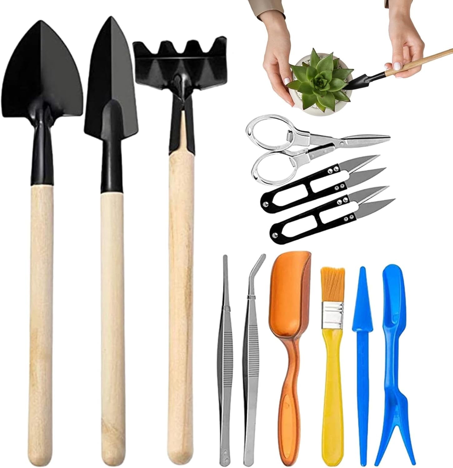 Wellsay Spade Shovel and Rake - Shovel Set Succulents | 12PCS Garden ...