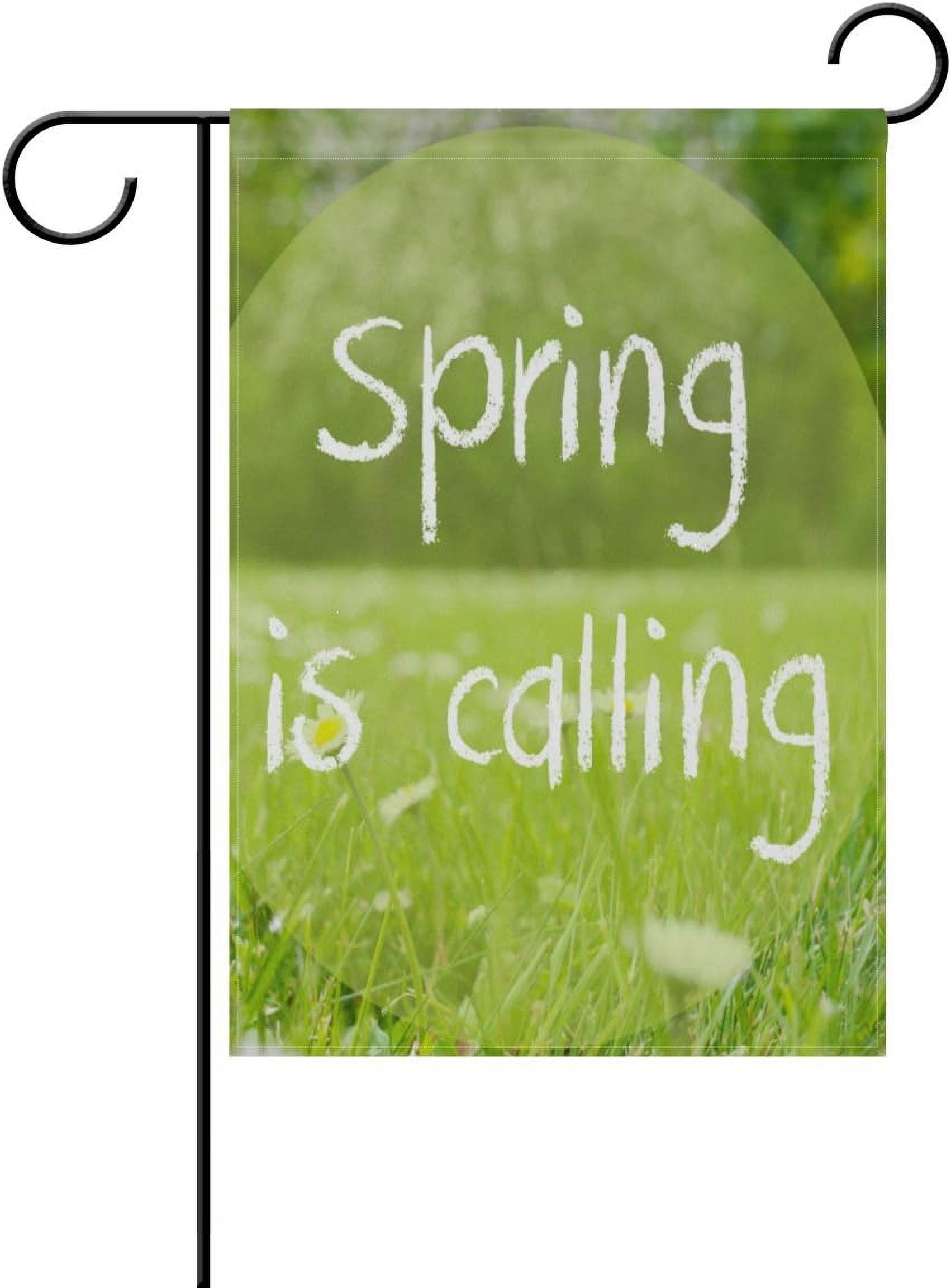 Wellsay Spring is Calling Garden Flag Yard Banner Polyester for Home Flower Pot Outdoor Decor ...