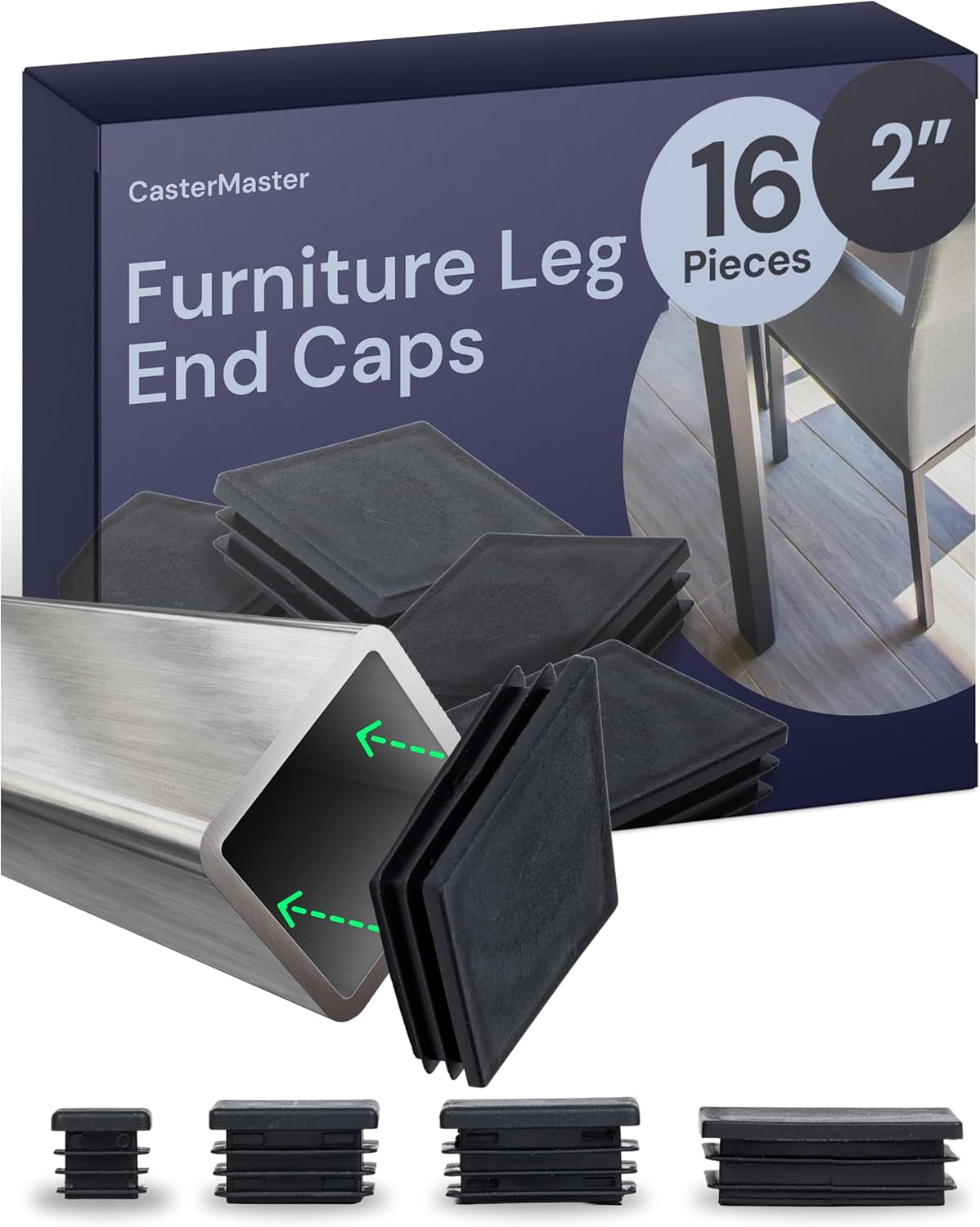 Wellsay Square Furniture End Leg Caps 2" - 16-Pack, xible Plug for ...