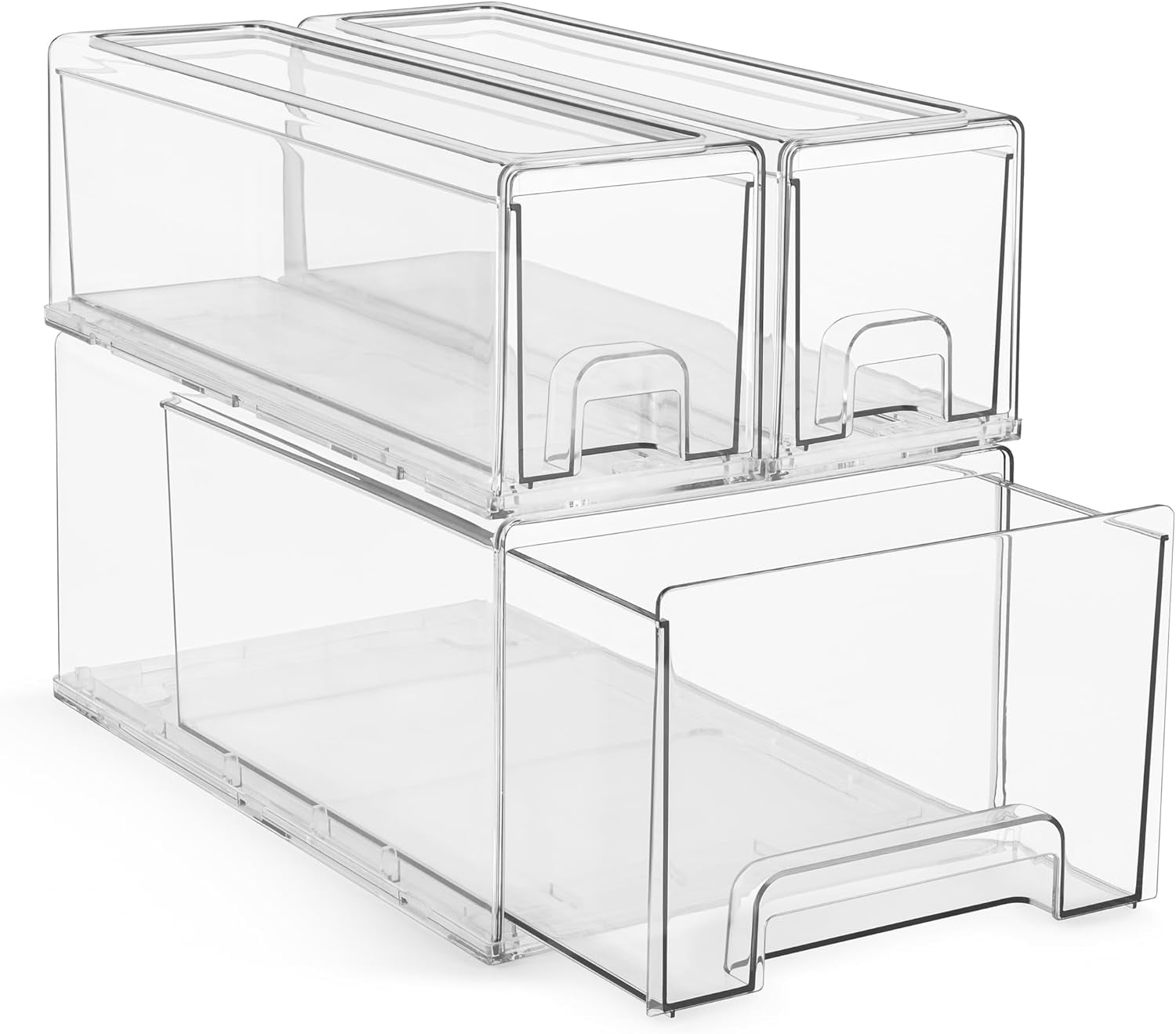 Wellsay Stackable Storage Drawers – 1 Large & 2 Small Plastic Drawer ...