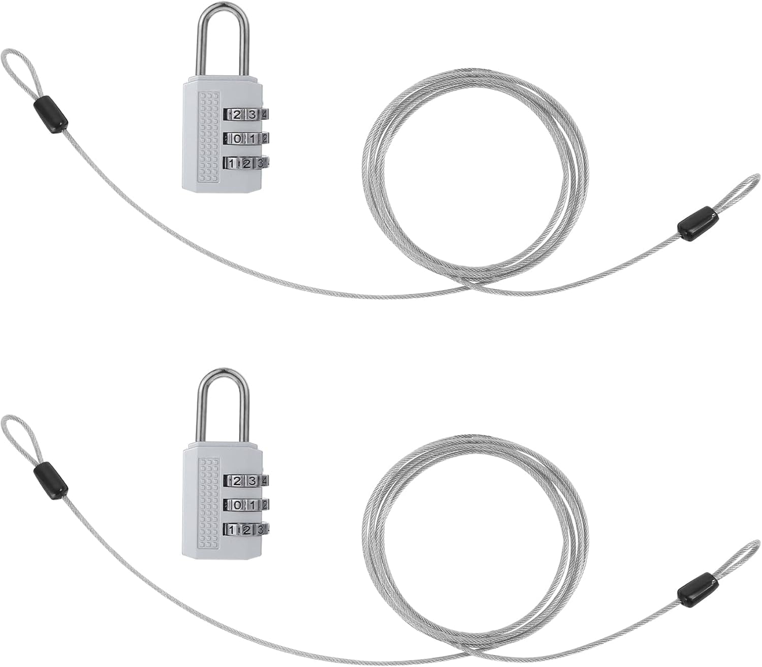 Wellsay Stainless Steel Cable Lock with Loops 78.74 Inch Wire Rope ...