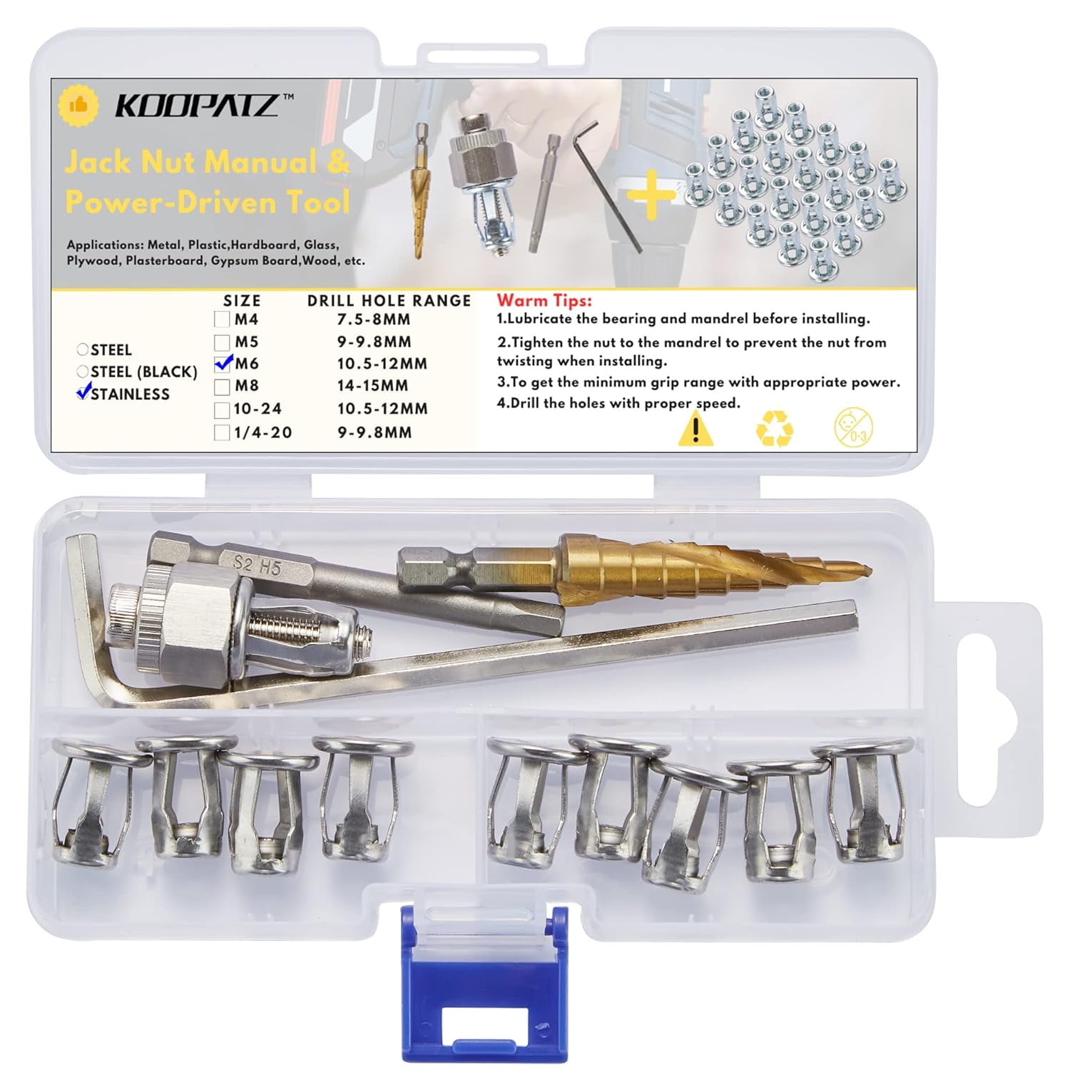 Wellsay Stainless Steel M6 Jack Nut with Installation Tool Threaded ...
