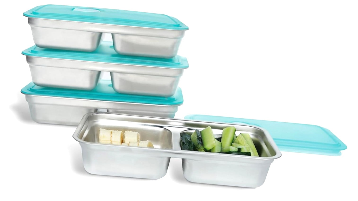 Wellsay Steel Food Container, 2-Compartment Meal Prep Box with Leak ...