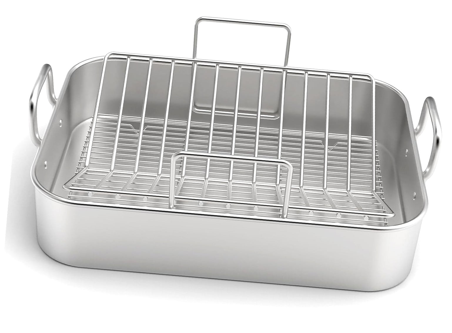 Wellsay Steel Roasting Pan, *13 Inch Turkey Roaster with Rack Deep ...