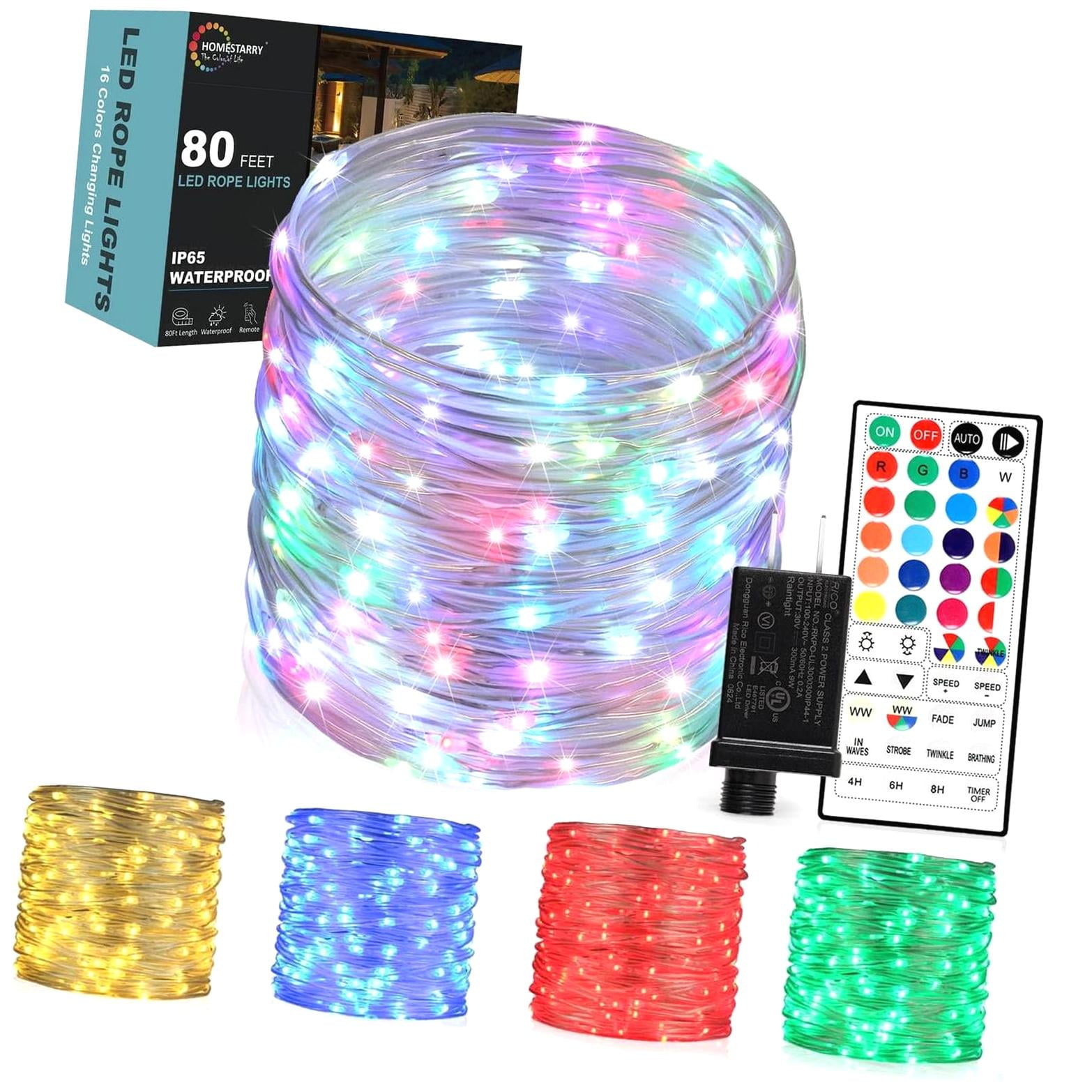 Wellsay String Lights, Rope Lights with Remote, String Lights Fairy ...