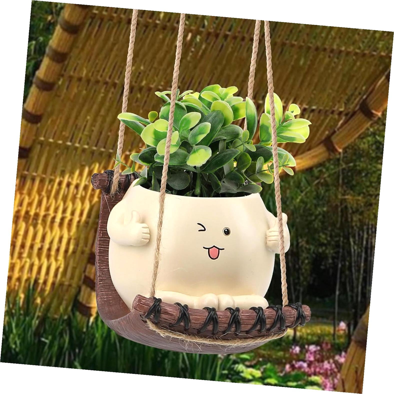 Wellsay Swing Face Planter Pot Face Planter Hanging Resin Hammock Head ...