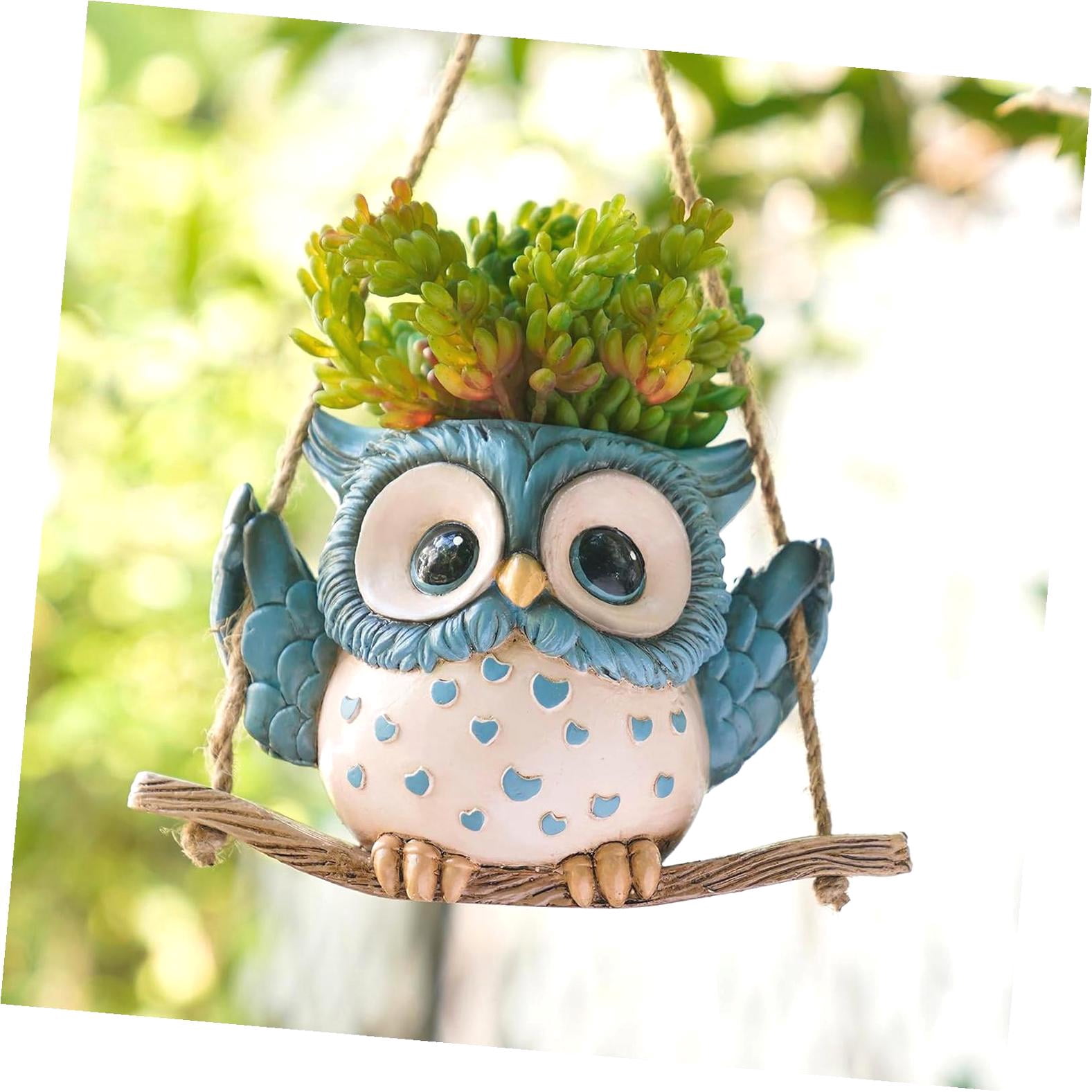 Wellsay Swing Owl Hanging Planters for Indoor Plants, Cute Small ...