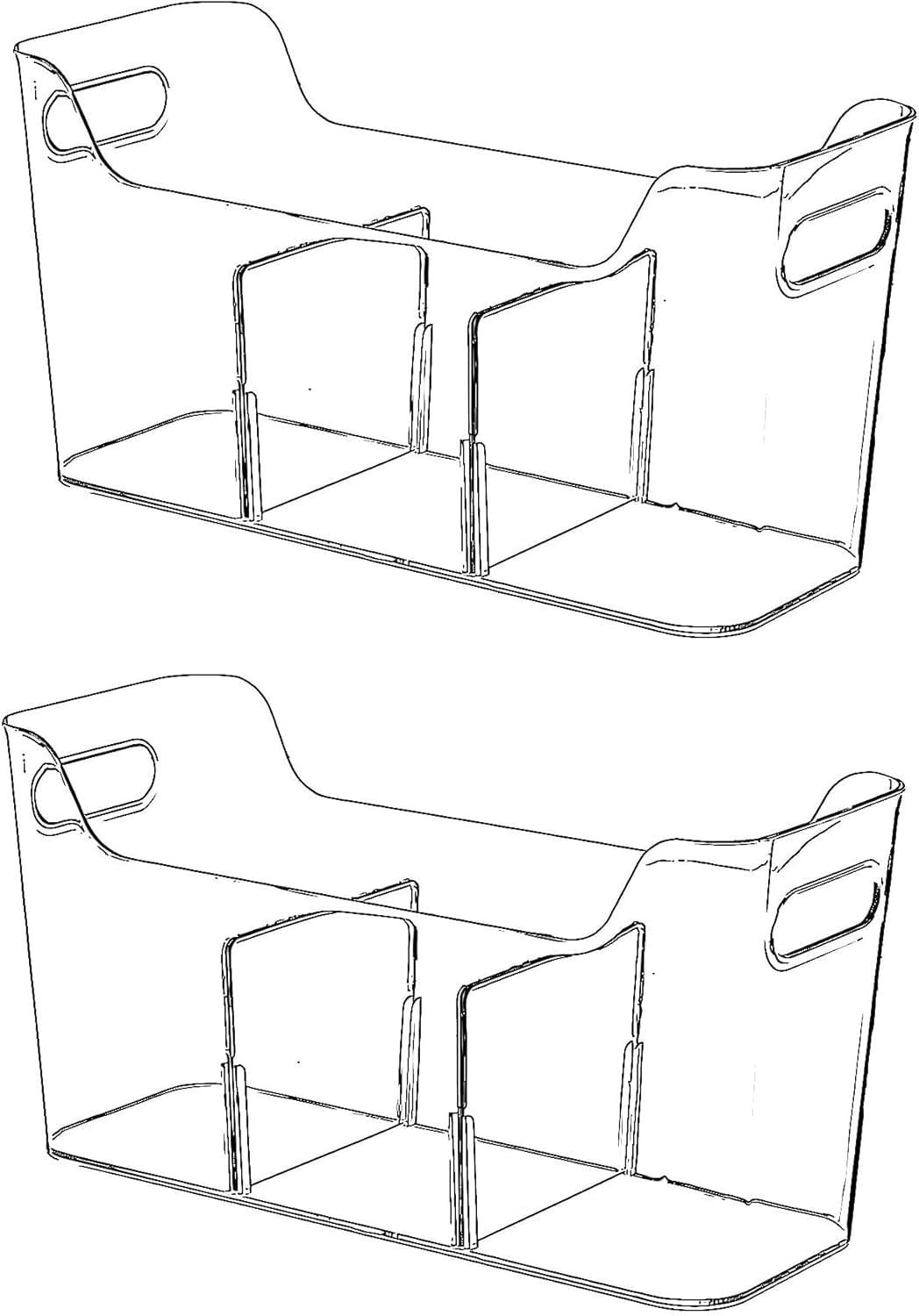 Wellsay Tall Narrow Clear Bins with Dividers, Plastic Containers for ...