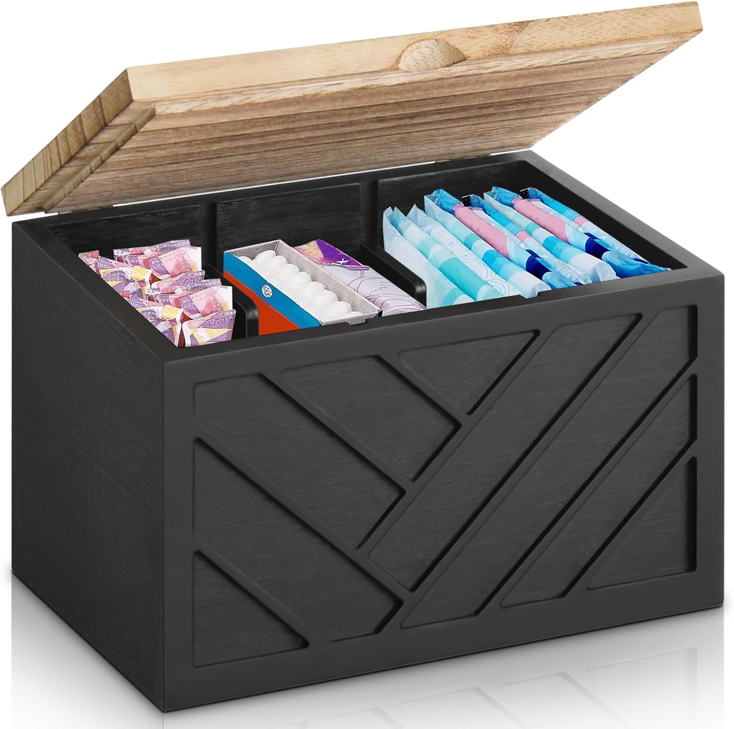 Wellsay Tampon Holder for Bathroom with Lid, Week Tampon Storage Pad ...