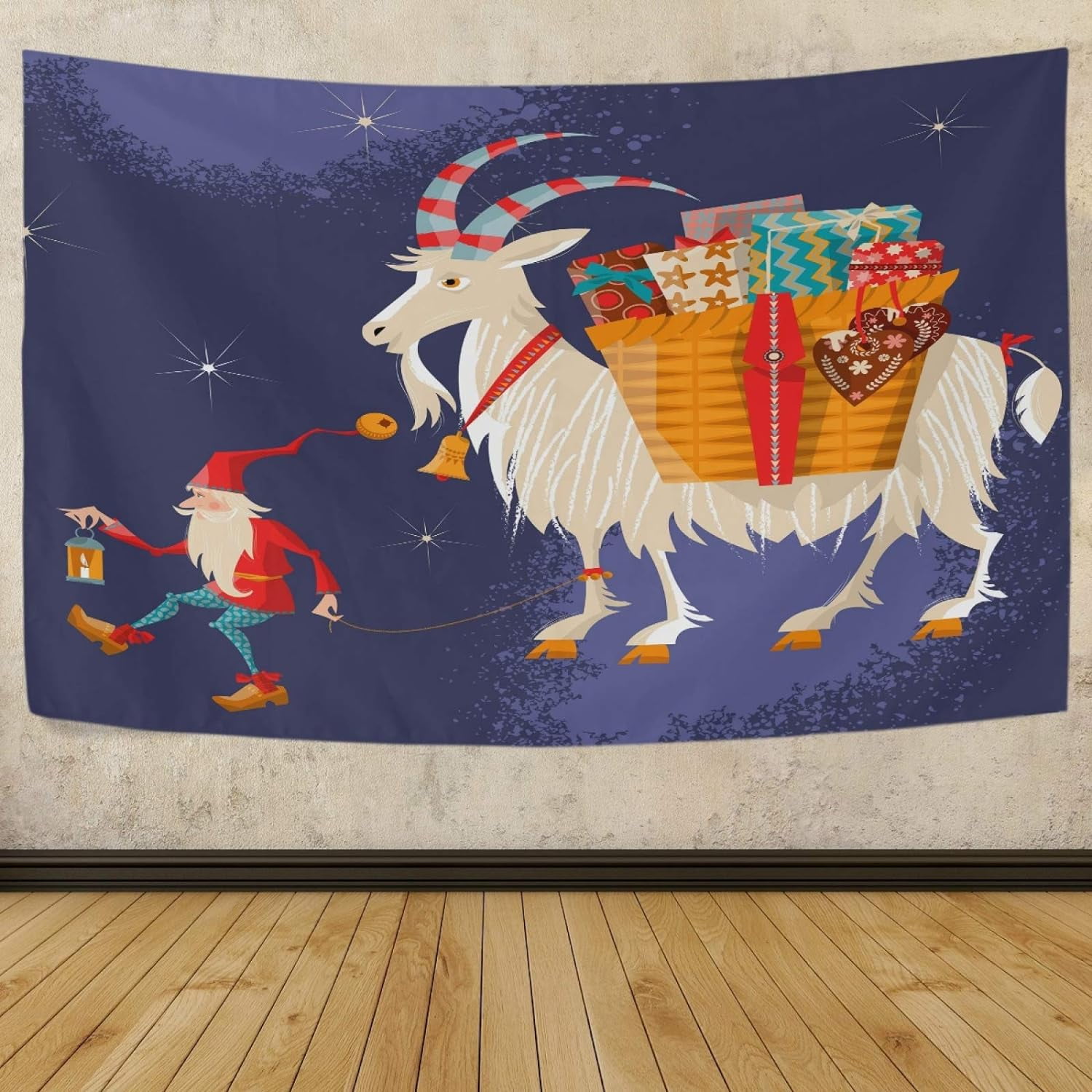Wellsay Tapestry Wall Hanging Christmas Gnome Elves Yule Tapestry ...