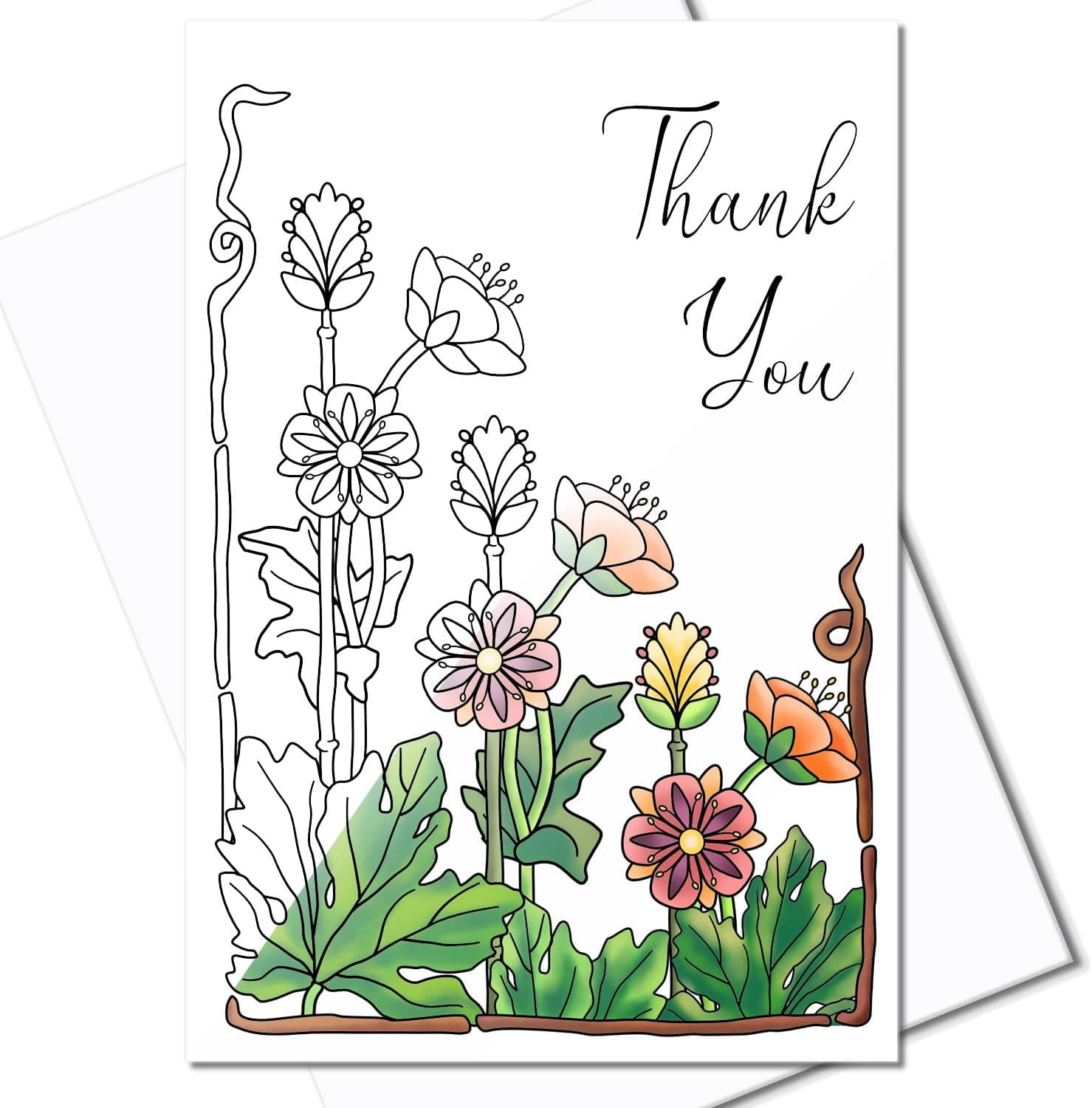 Wellsay Thank You Adult Coloring Cards, 10 Cards With que Designs and ...