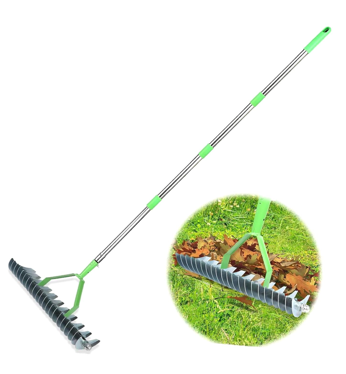 Wellsay Thatch Rake, 12.4 Inch Wide Dethatching Rake with Dual Sided ...