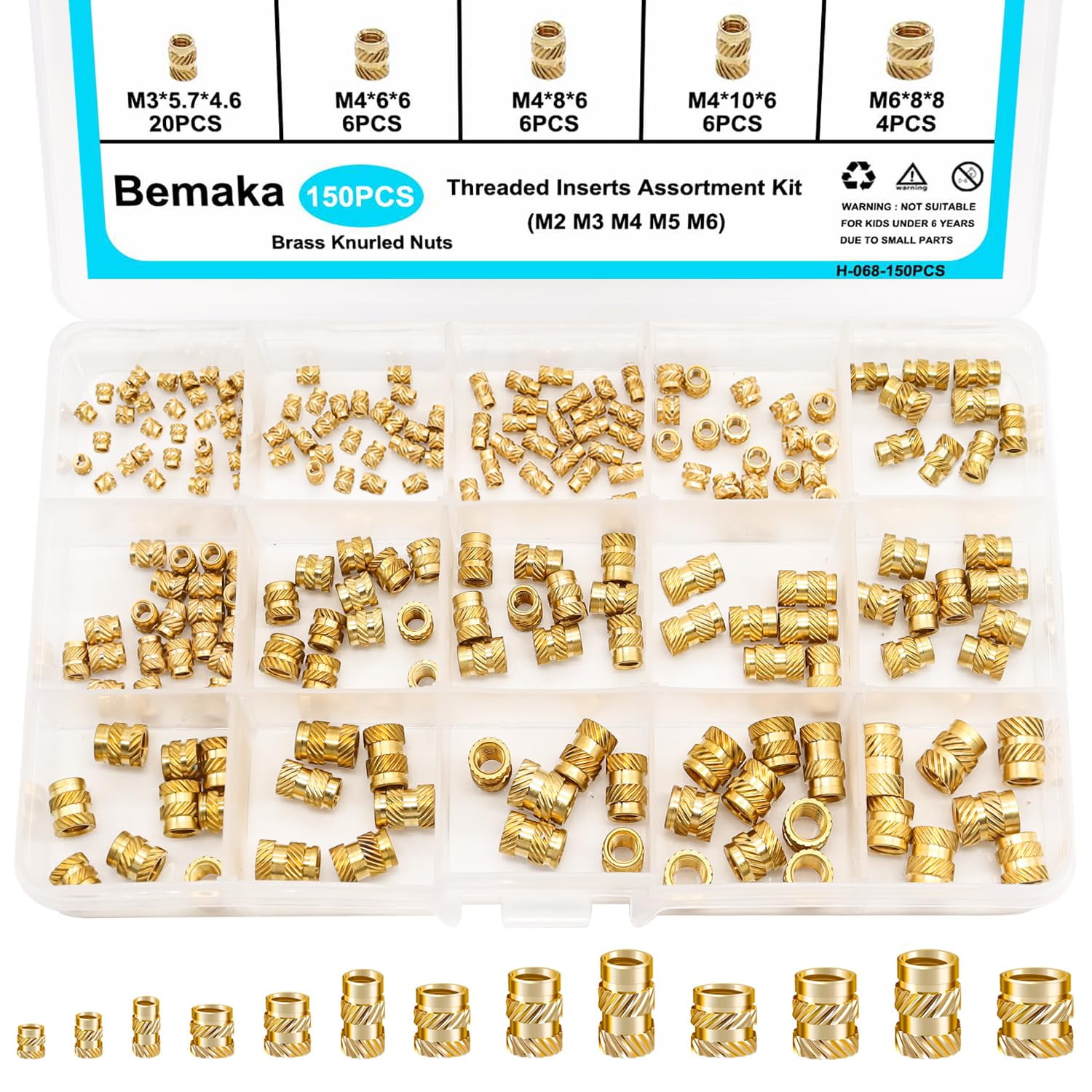 Wellsay Threaded Inserts for Plastic, 150PCS Heat Set Inserts M2 M3 M4 ...