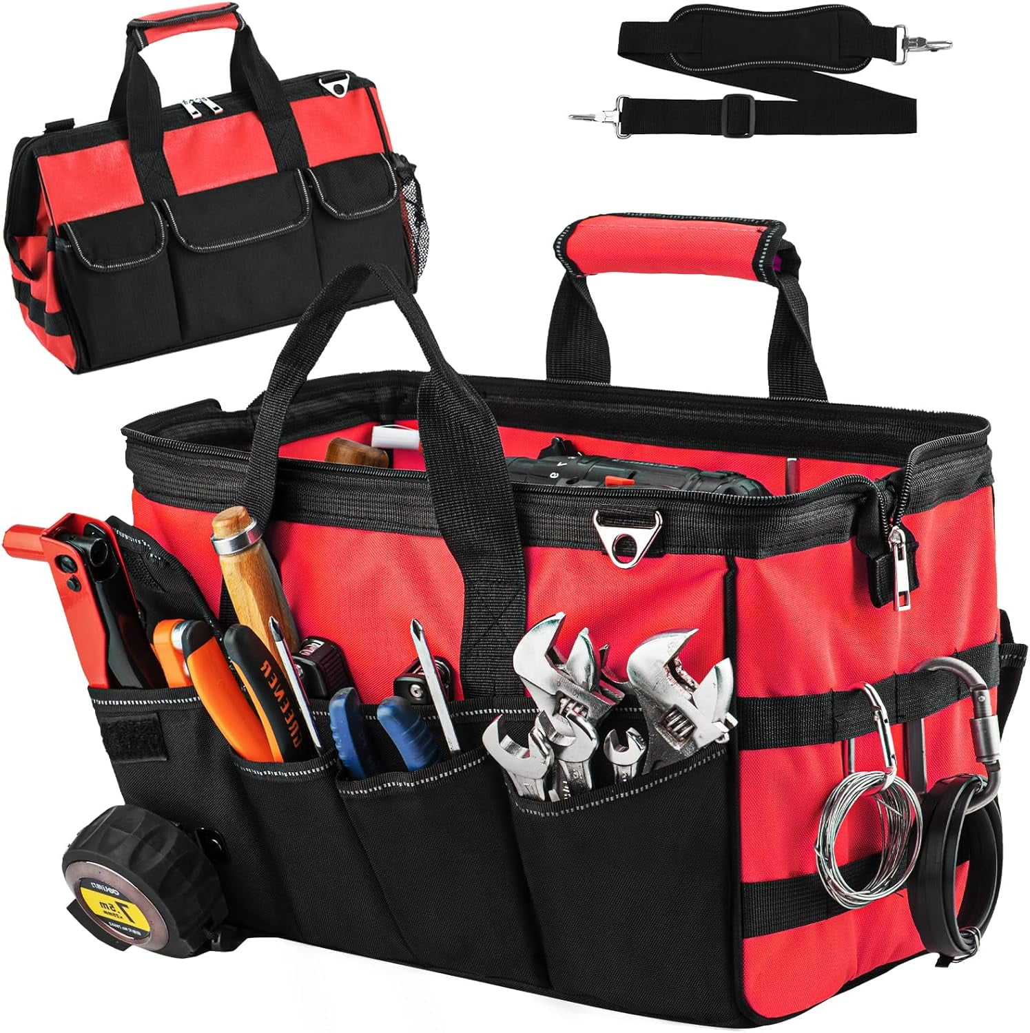 Wellsay Tool Bag, Foldable Open 16 Inch Top Tool Bag Organizer for Easy ...