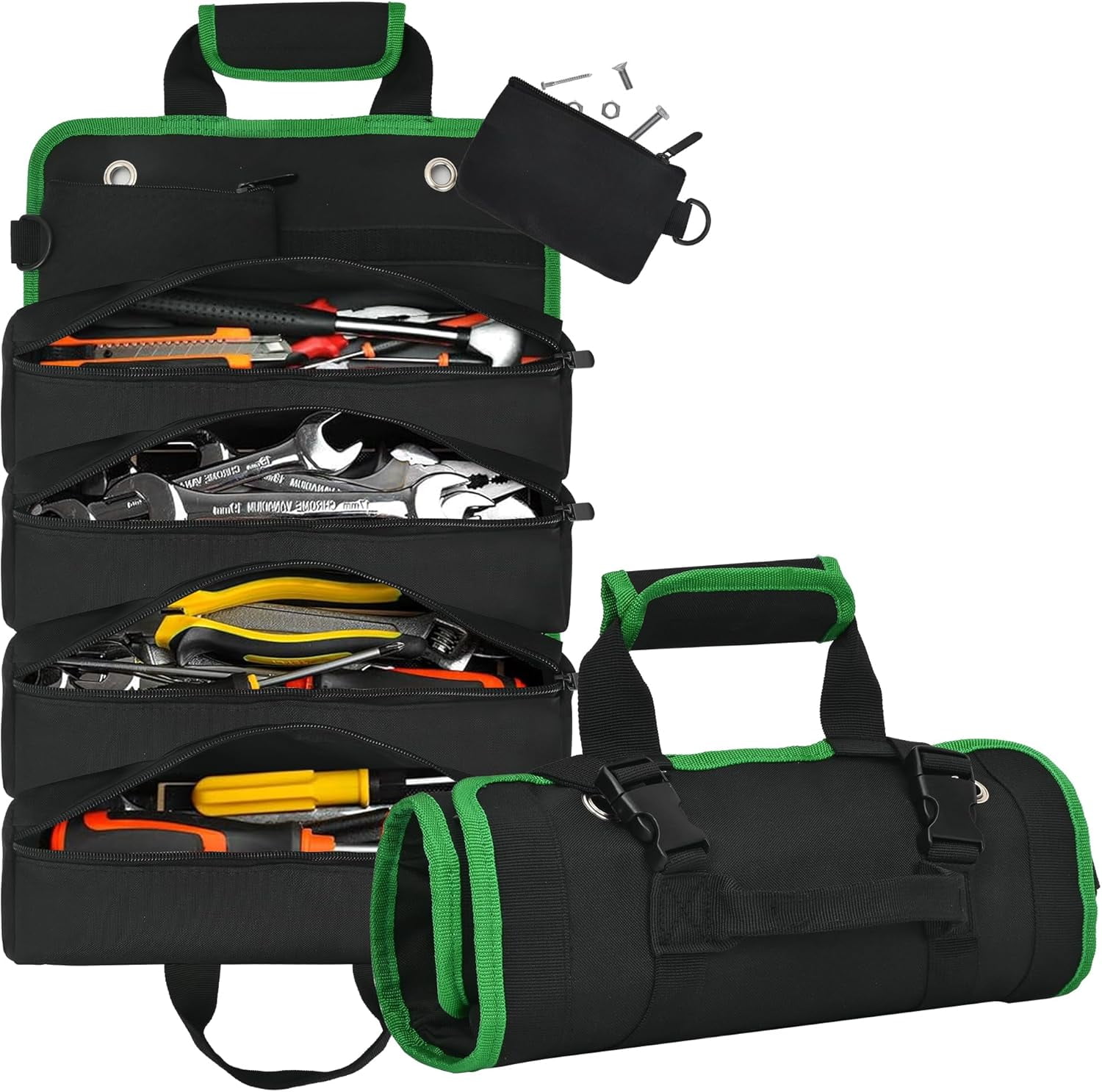Wellsay Tool Bag Organizers, Multi-Pockets Heavy Duty Roll Up Tool ...