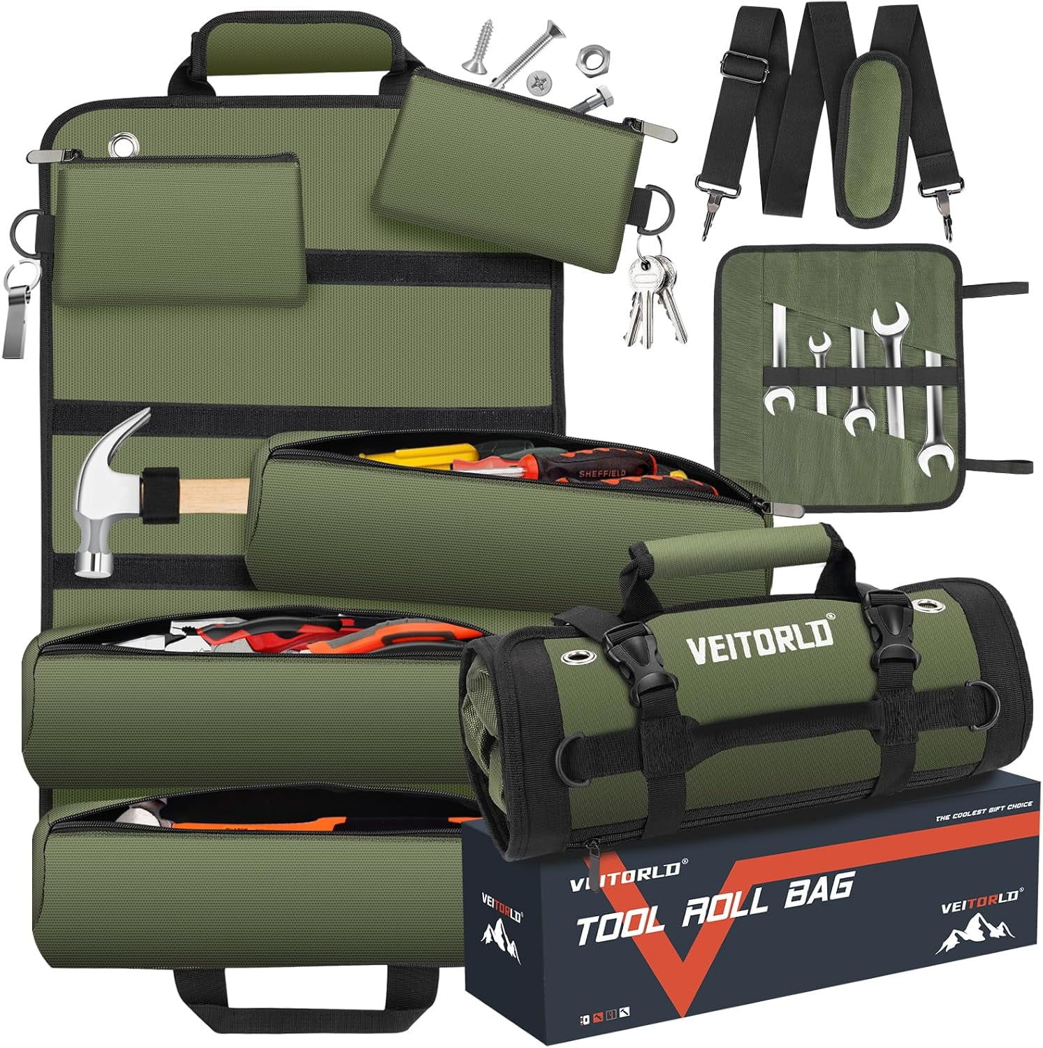 Wellsay Tool Roll Up Bag, Gifts for Men Dad Husband Him Fathers Day ...