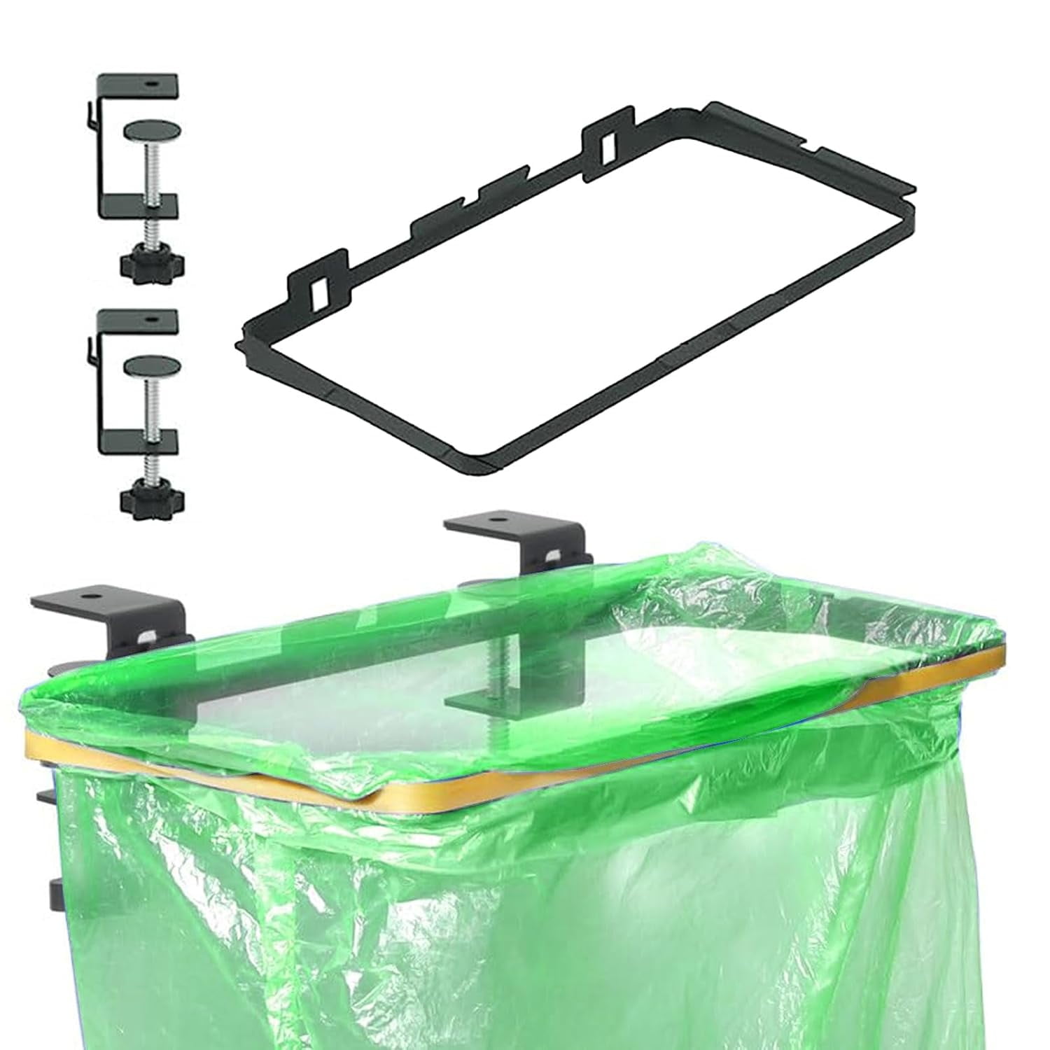 Wellsay Trash Bag Holder for Cabinets, Stainless Steel Under Cabinet ...