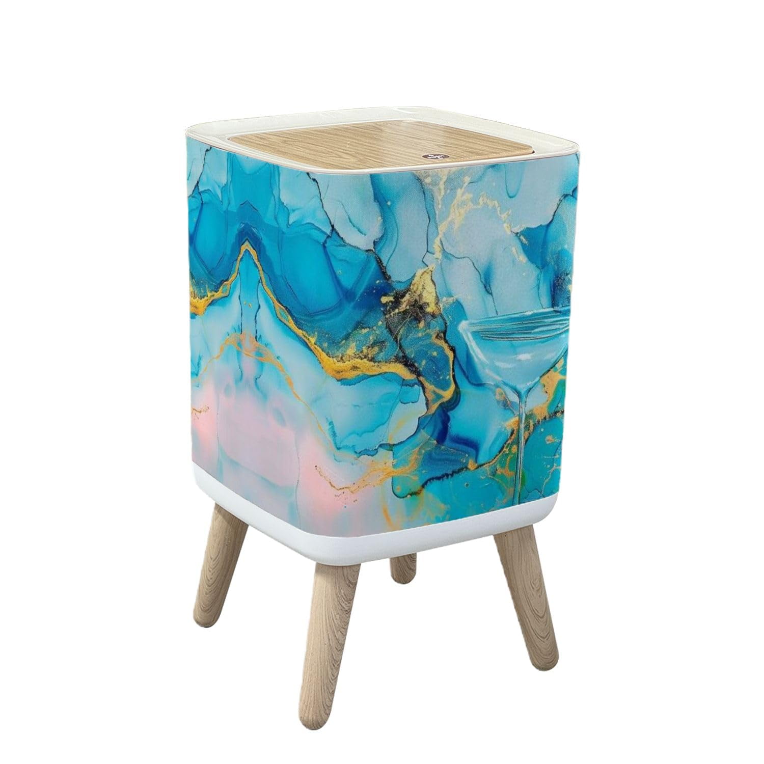 Wellsay Trash Can with Lid Abstract colorful Mixing acrylic paints ...