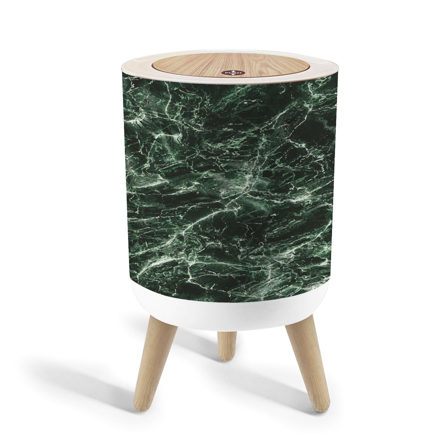 Wellsay Trash Can with Lid Green Texture Seamless Garbage Can Round ...