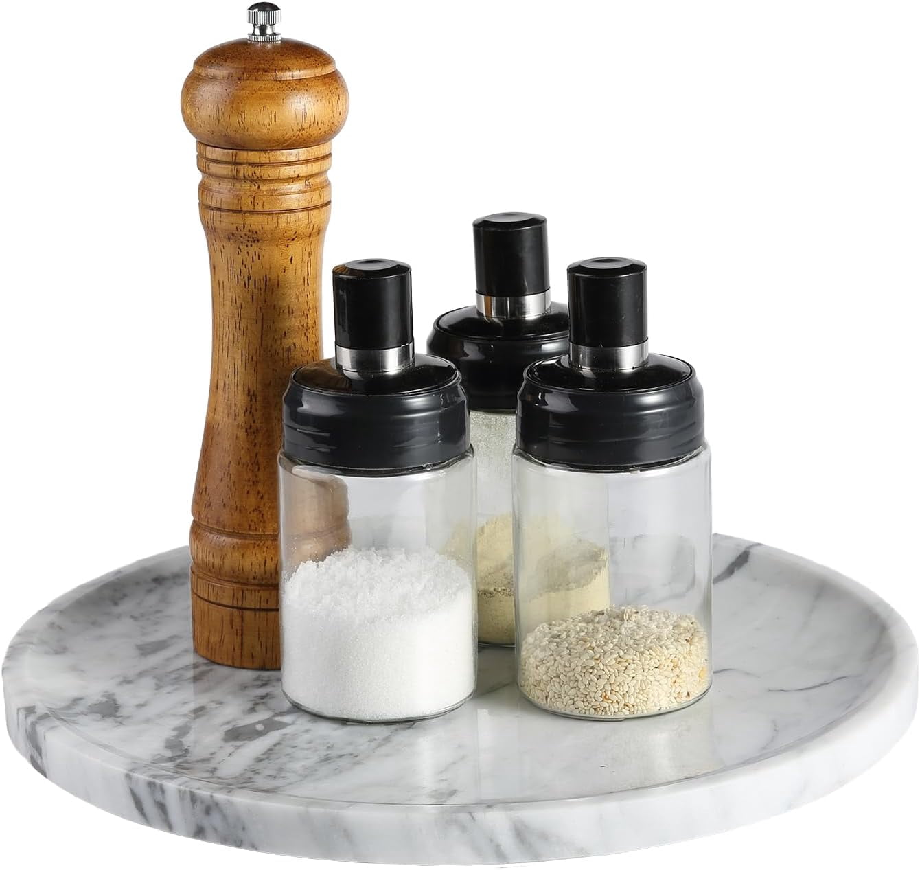Wellsay Travertine Lazy Susan for Table Top, 12 in Lazy Susan Turntable ...