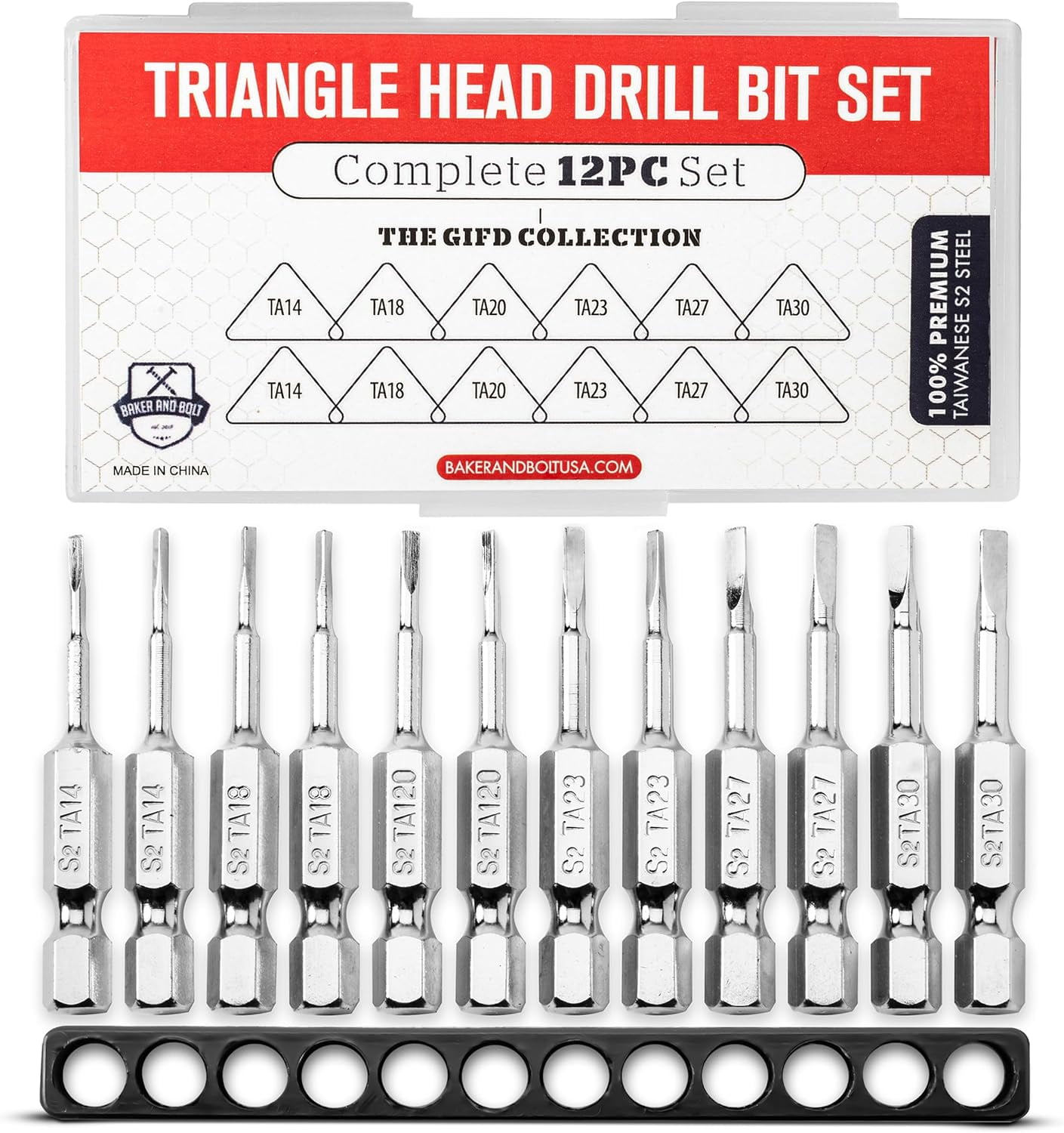Wellsay Triangle Drill Bit Set (PREMIUM 12pc Complete Set) /w Storage ...