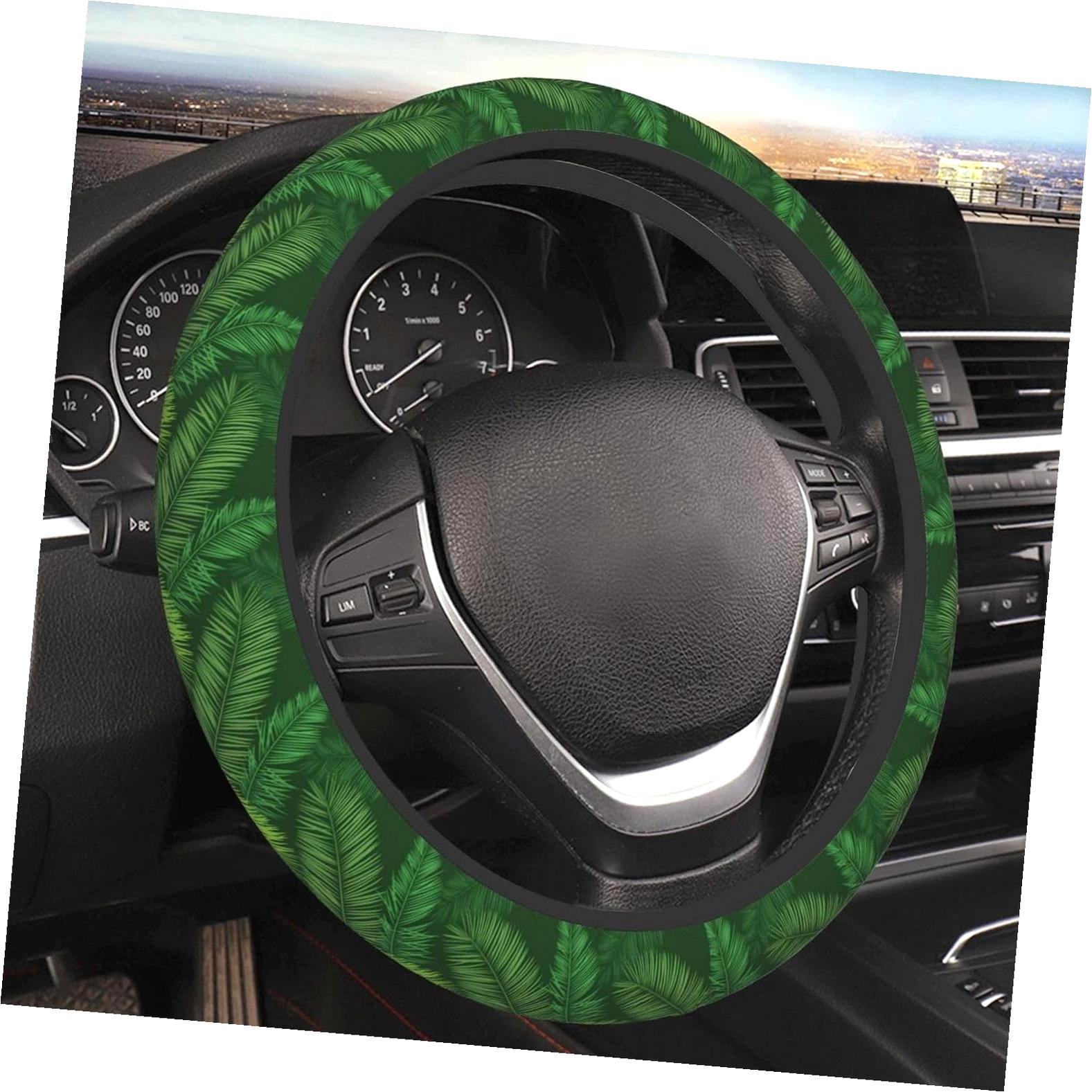 Wellsay Tropical Leaf Design Steering Wheel Cover for Vehicles, 15 Inch ...