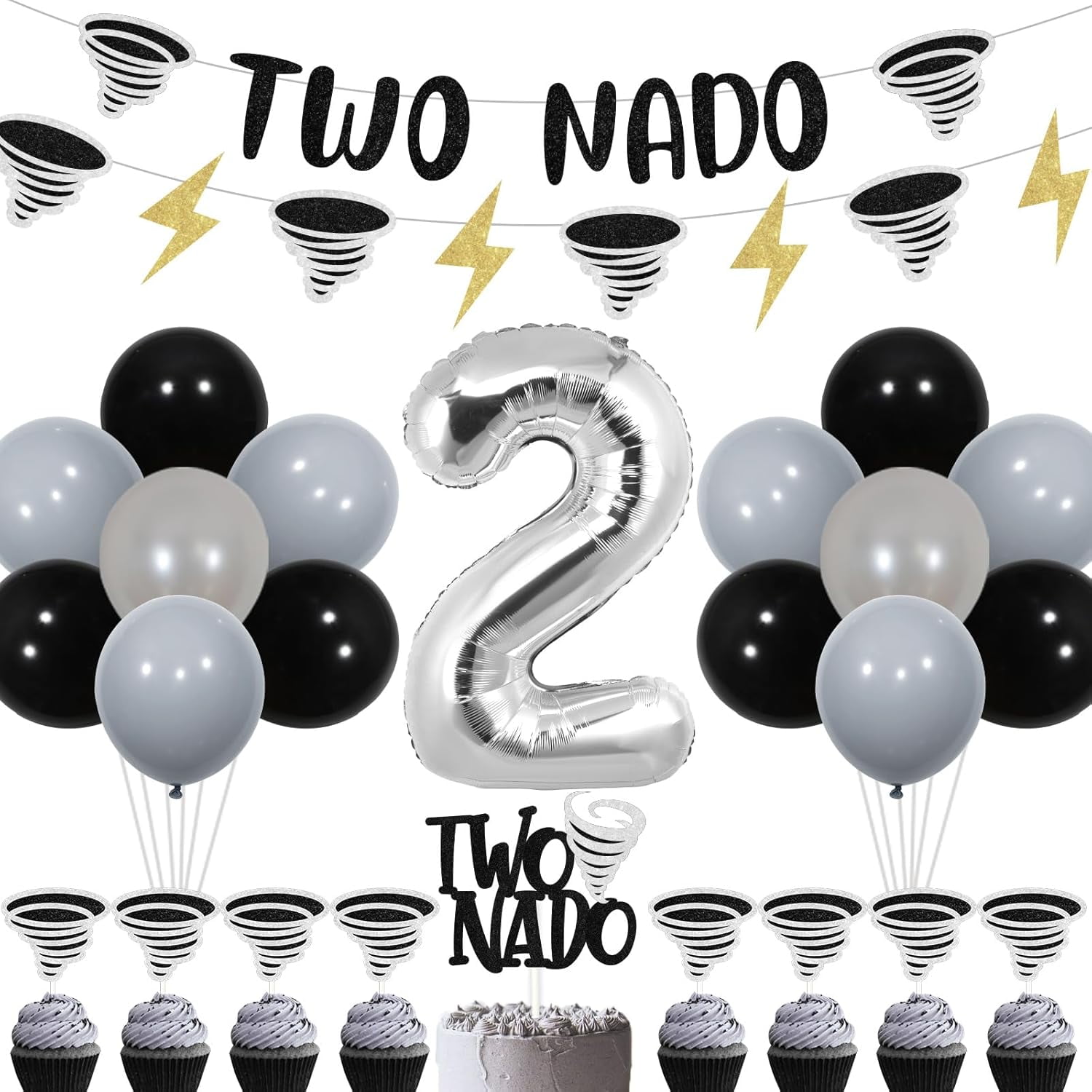 Wellsay Two Nado Birthday Decorations Second Birthday Party Supplies ...