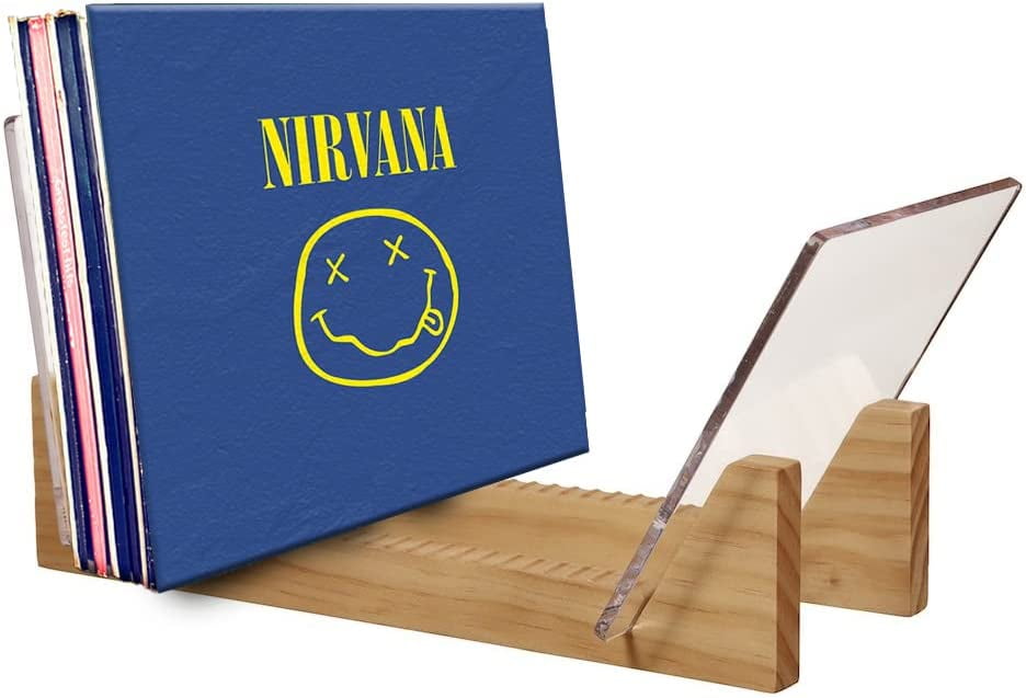 Wellsay U Vinyl Record Storage Holder - Solid Wood with Crystal Clear ...