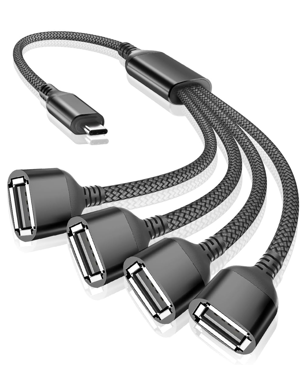 Wellsay USB-C OTG Splitter Y Cable 1FT,1 Type-C Male to 4 Female USB 2. ...