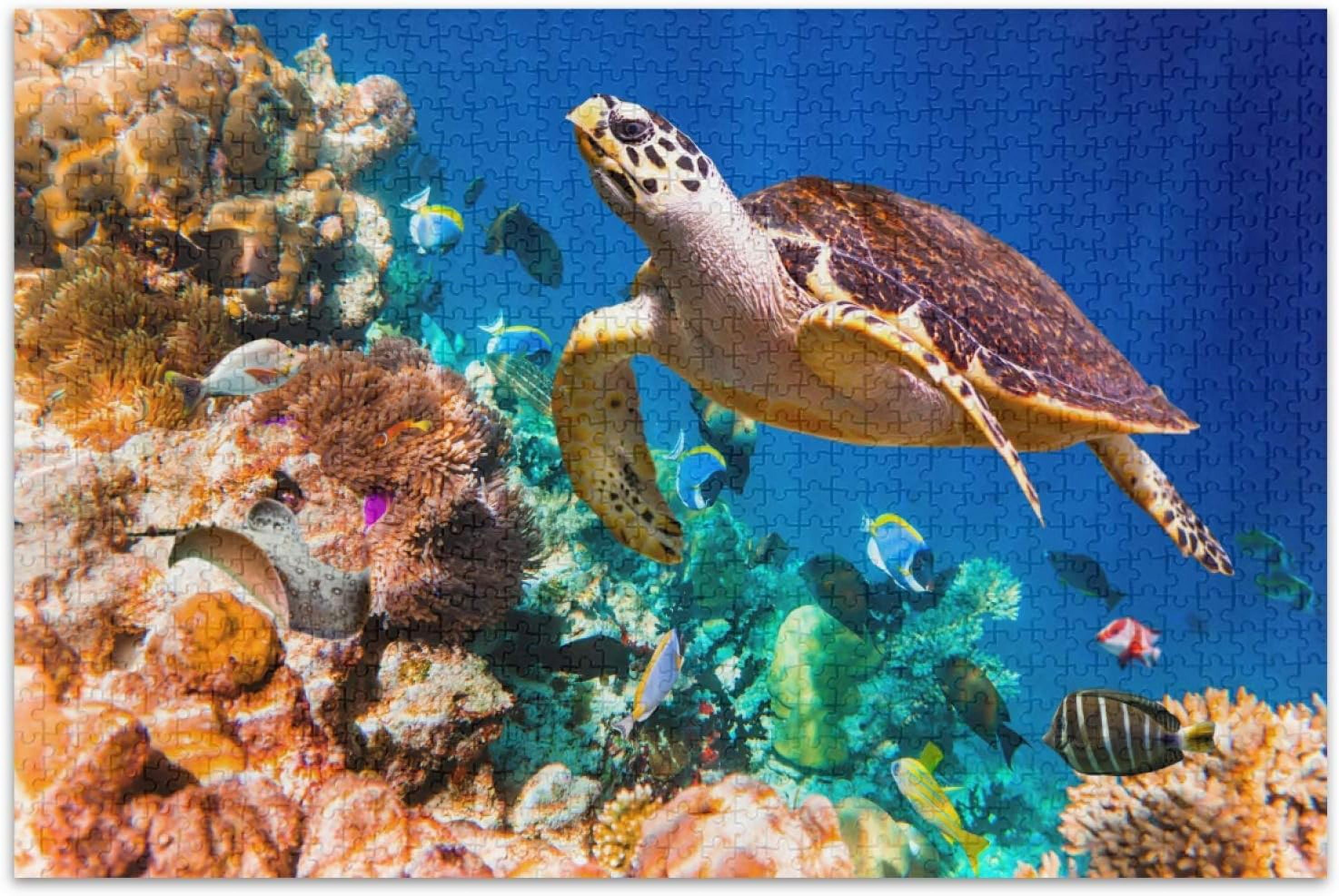 Wellsay Underwater Sea Turtle Jigsaw Puzzles 500 Pieces Paper Puzzle ...