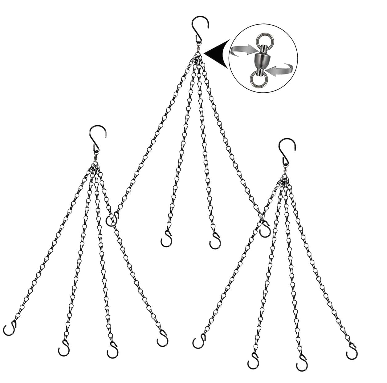 Wellsay Update 360 Degree Rotatable Hanging Basket Chains,4 Point 18 ...