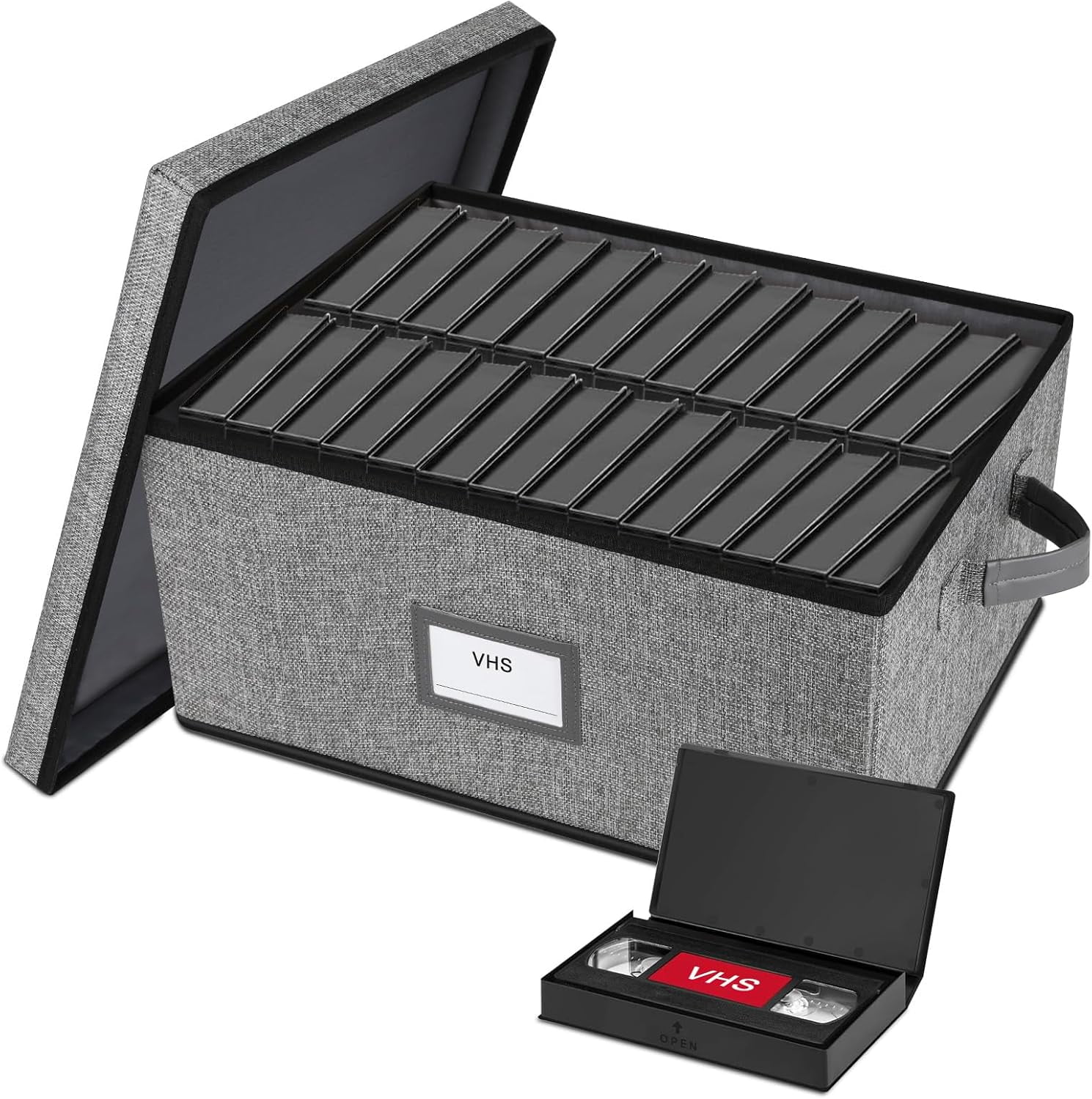 Wellsay VHS Storage Box with Lid, Large Capacity VHS Storage Case Holds ...