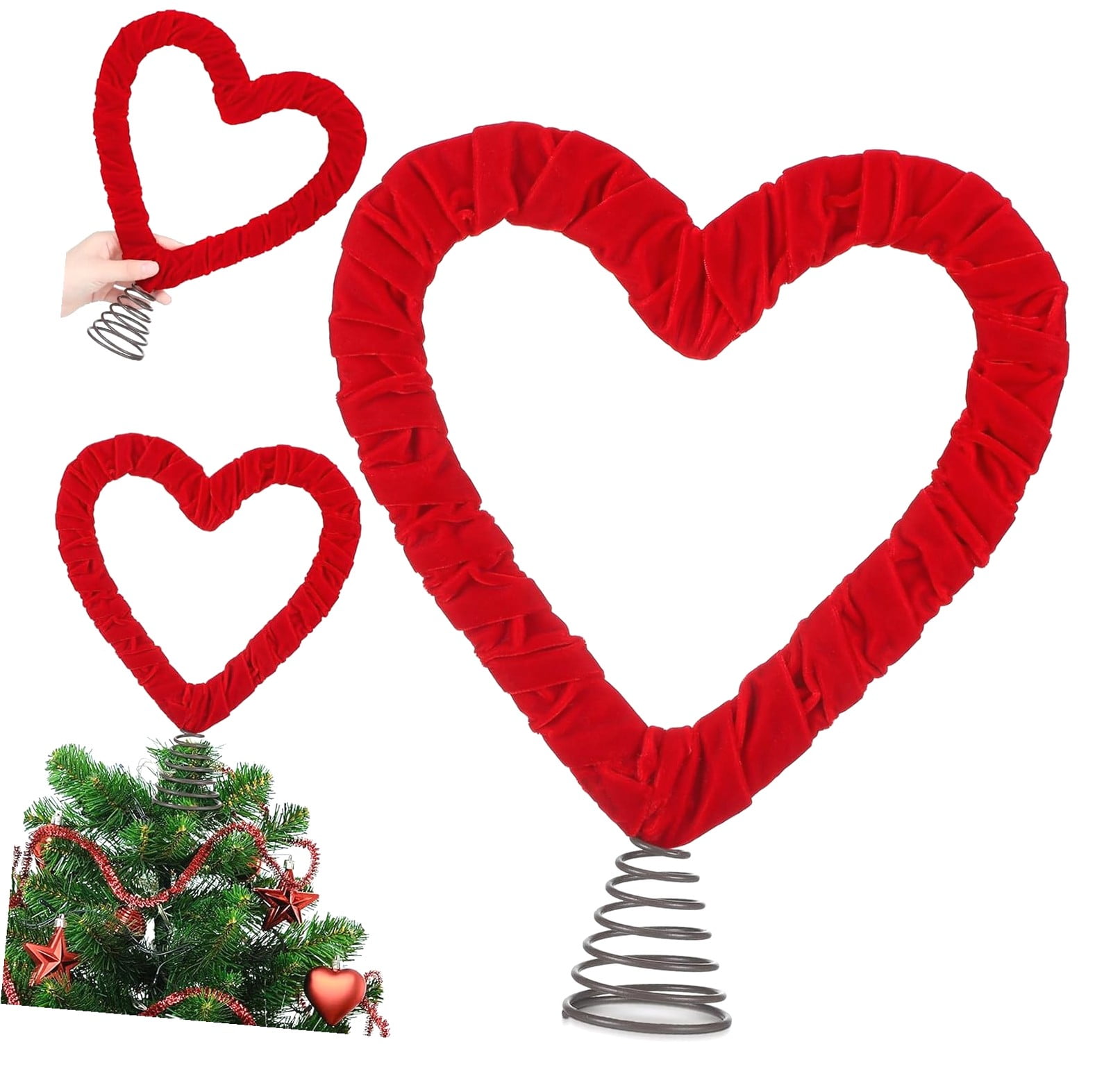 Wellsay Valentines Tree Topper Velvet Heart Tree Topper for Valentine ...