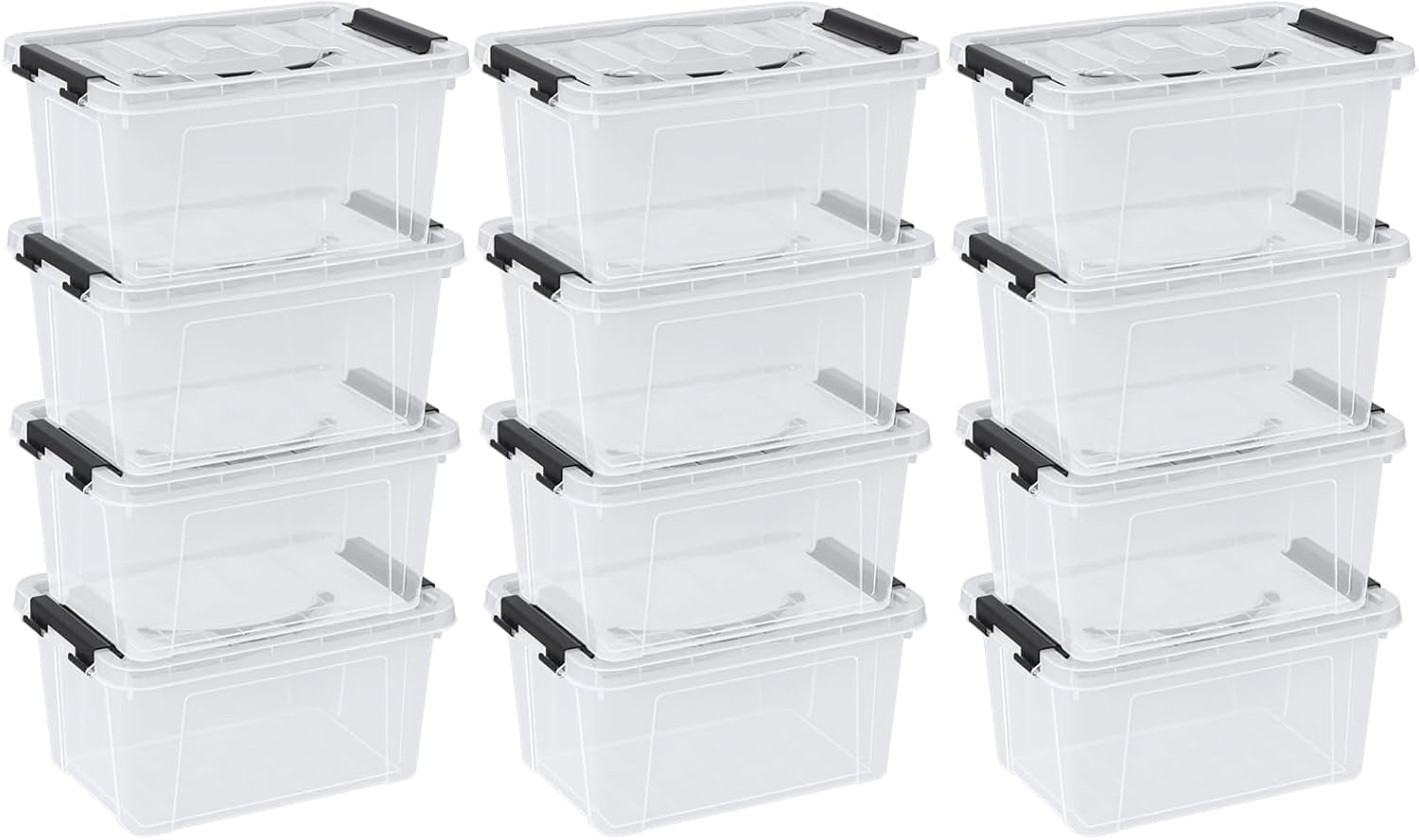 Wellsay Vcansay 6 Quart Latch Box with Handle, Plastic Storage Latch ...