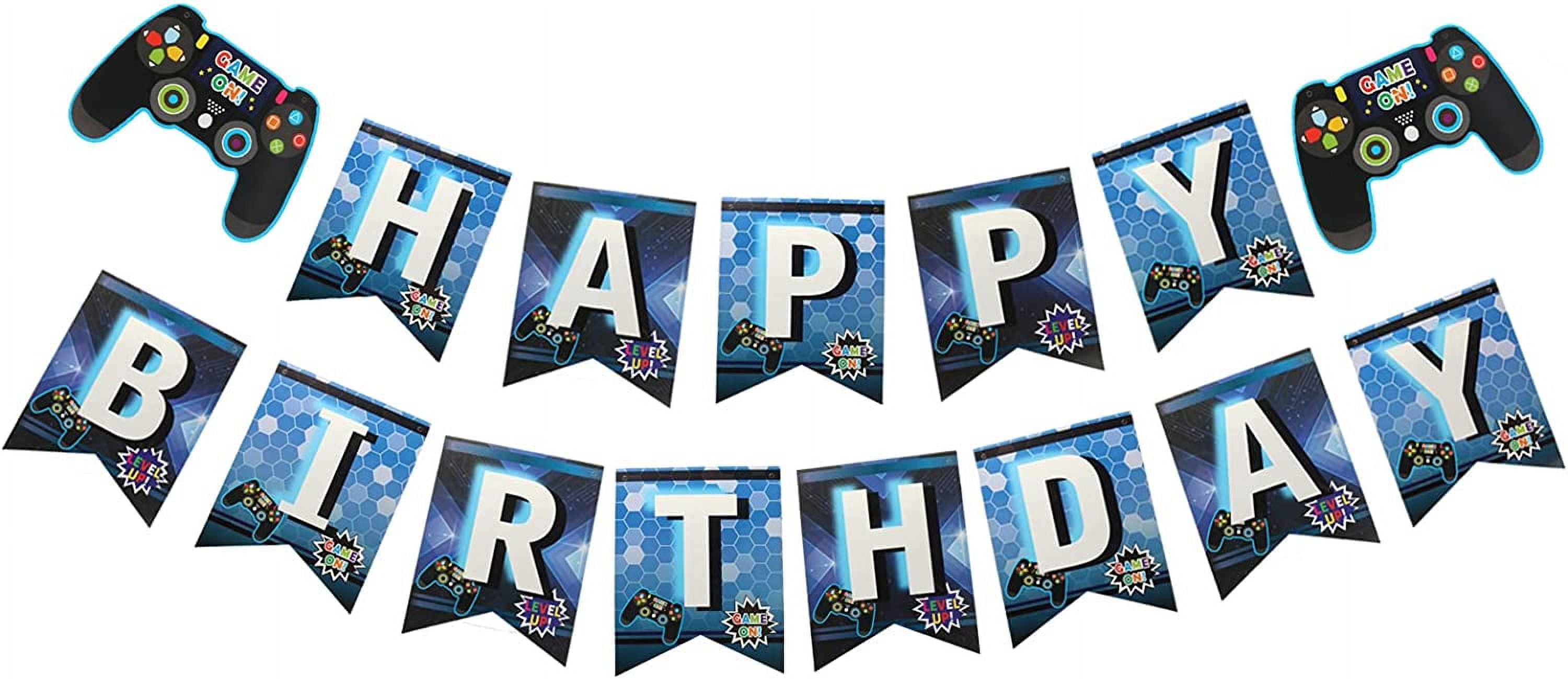 Wellsay Video Happy Birthday banner (Blue) Gaming Theme Party Happy ...