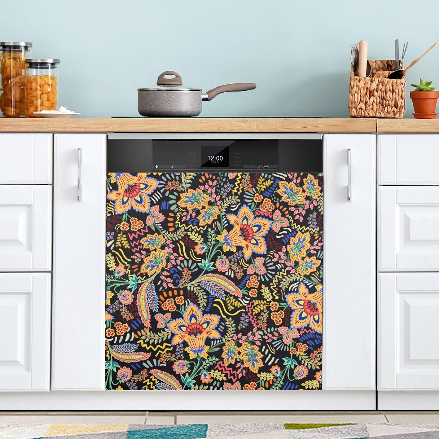 Wellsay Vintage Rose Floral Dishwasher Magnet Cover, Kitchen Dish ...