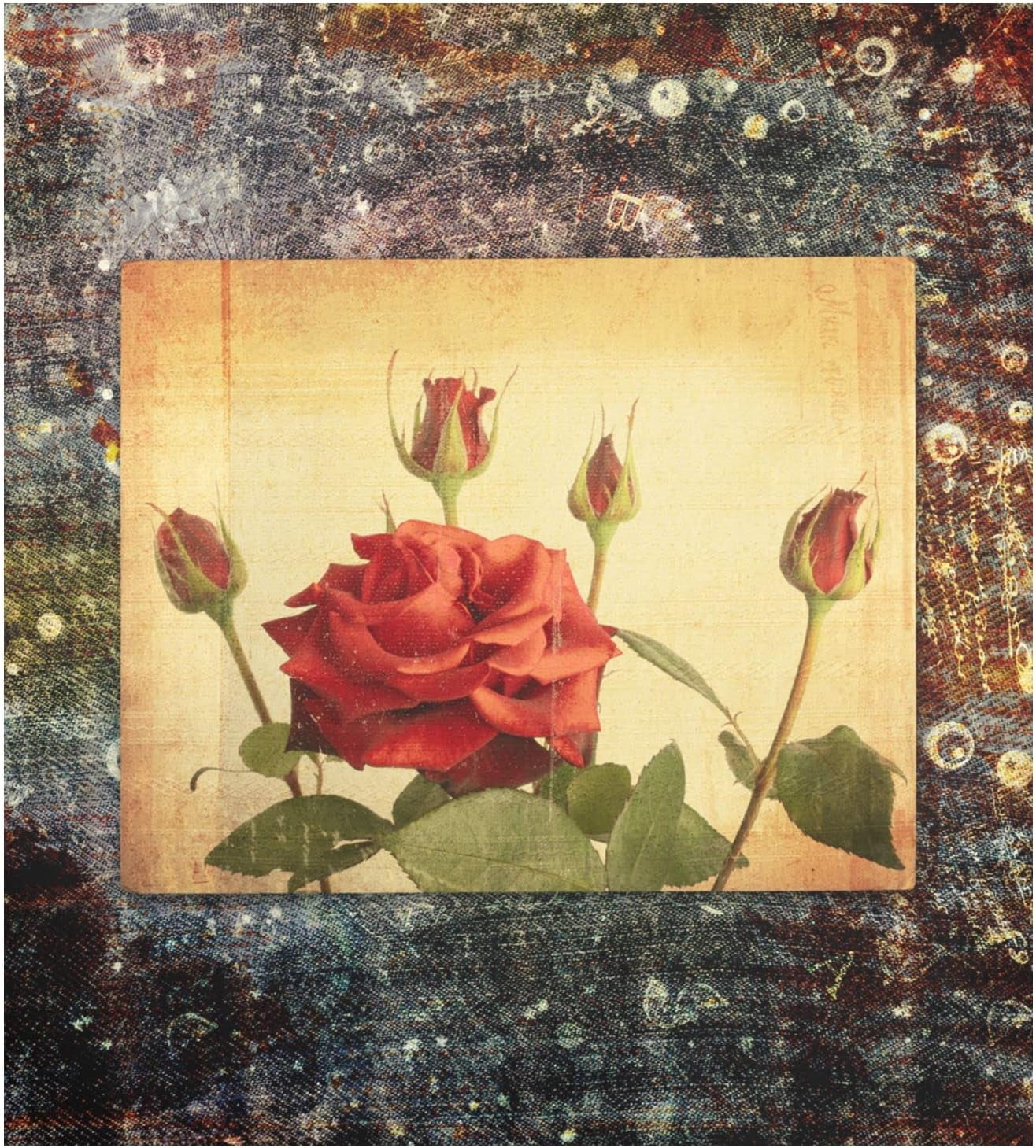 Wellsay Vintage Rose Flower on Grunge Fabric Large Dishwasher Magnet ...