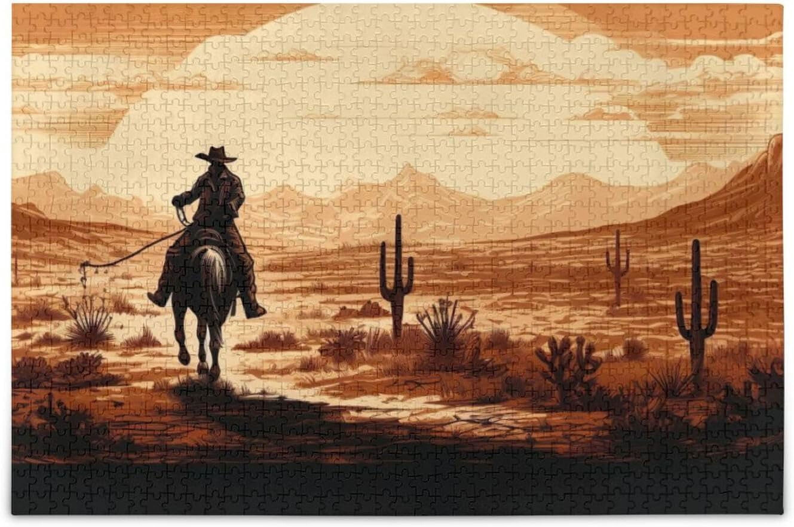 Wellsay Vintage Western Cowboy Puzzles for Adults and Kids 500 Pieces ...