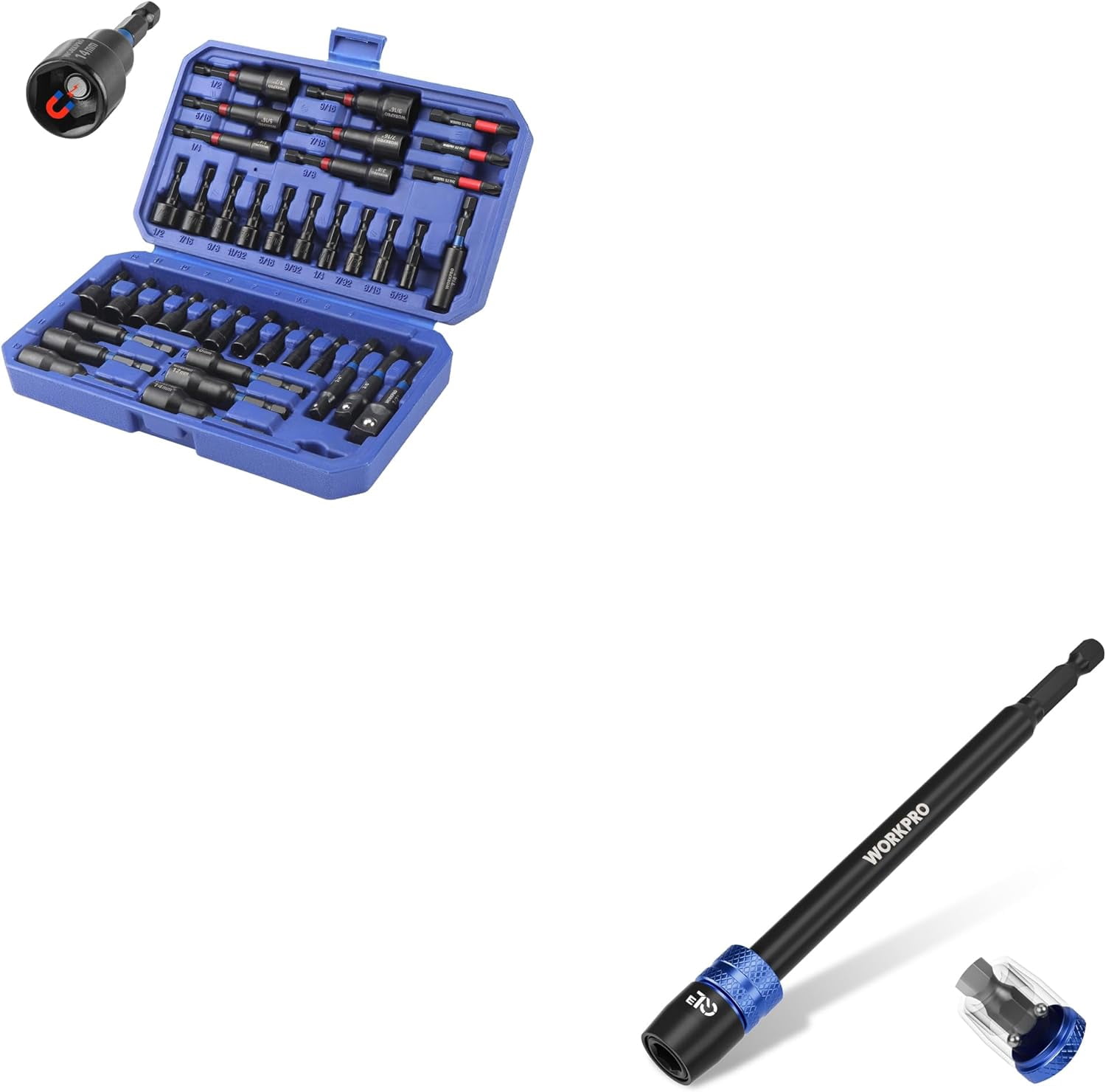 Wellsay WORK 39-Piece Magnetic Nut Driver Set & WORK Drill Bit ...