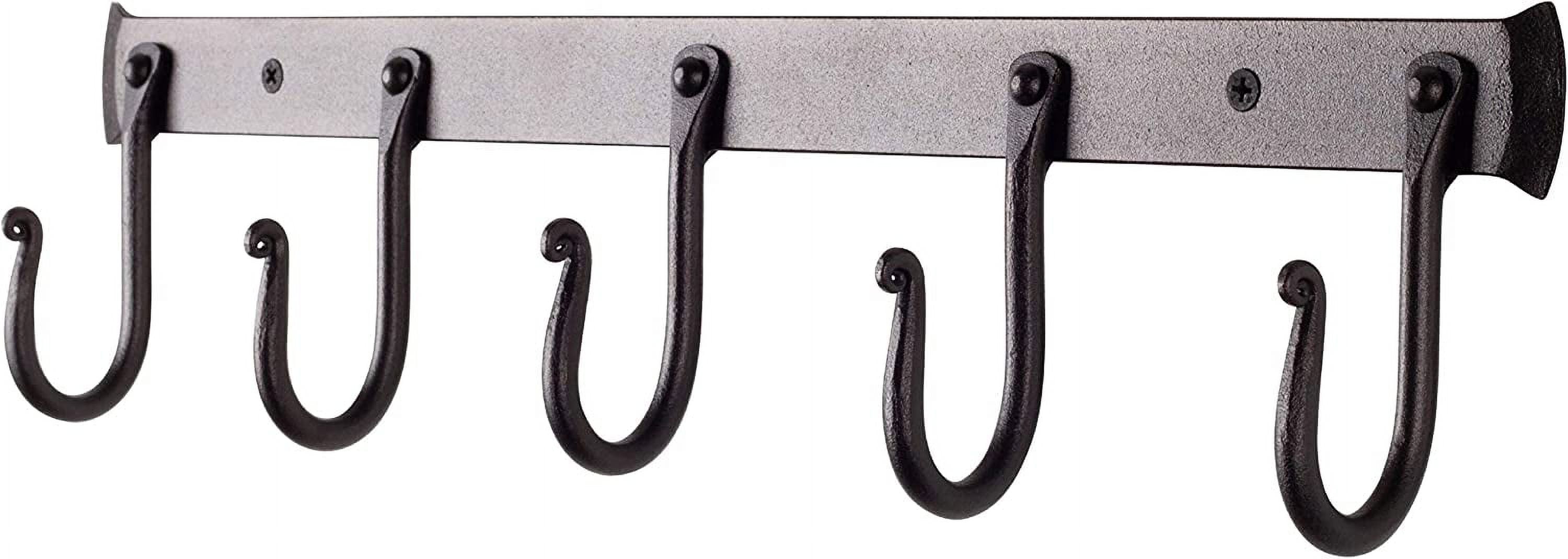 Wellsay Wall Mount Hook Set - Wrought Iron Decorative Rustic Metal Coat ...