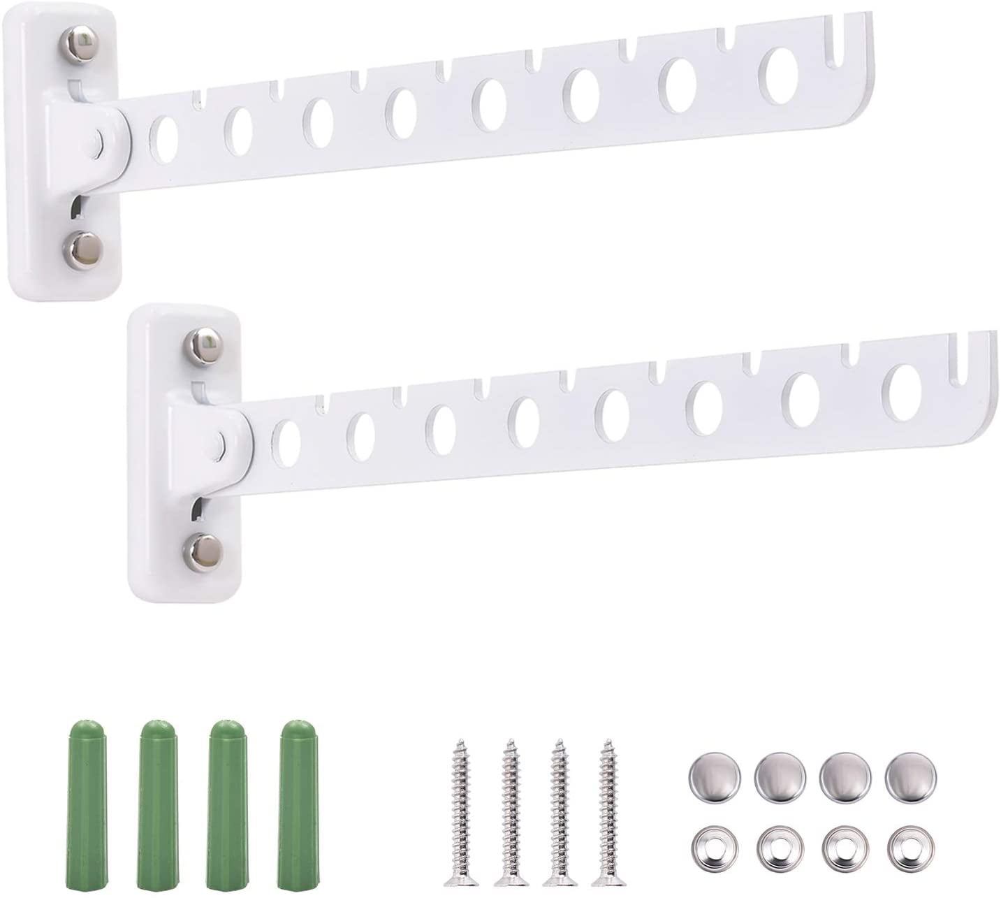 Wellsay Wall Mounted Clothes Hanger 2 Pack Folding Wall Mounted Rack ...