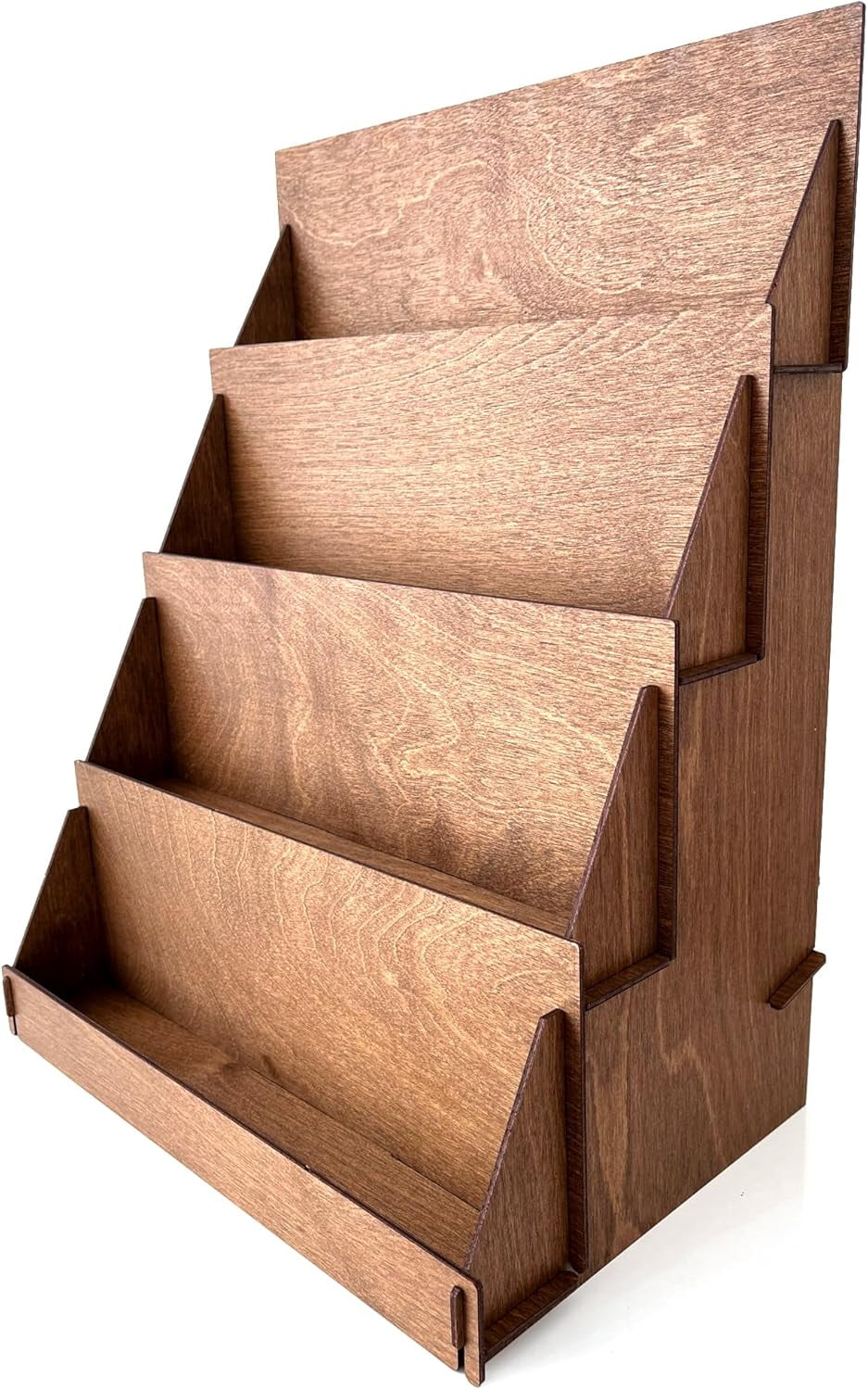 Wellsay Walnut Portable 4 Tier Greeting Card & Rack Card Display ...
