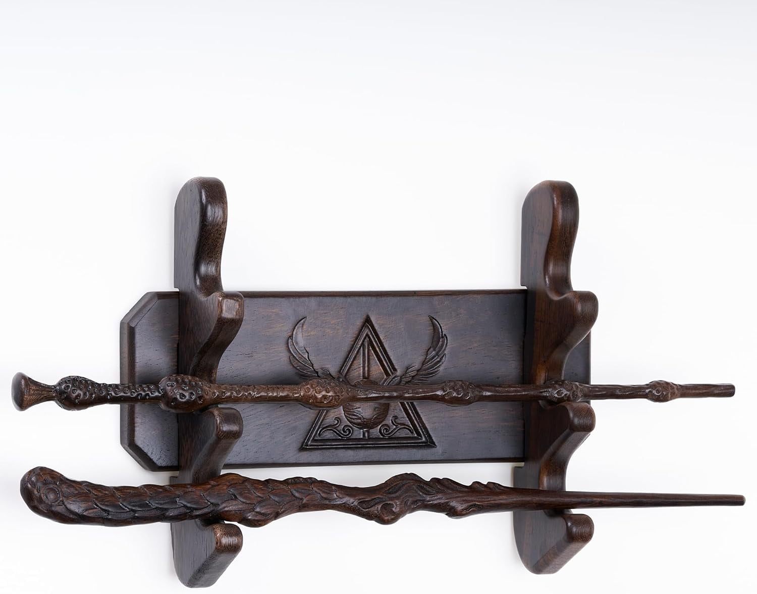 Wellsay Wand Display Stand Wall Mount, Carved Wooden Holder Wands 3 ...