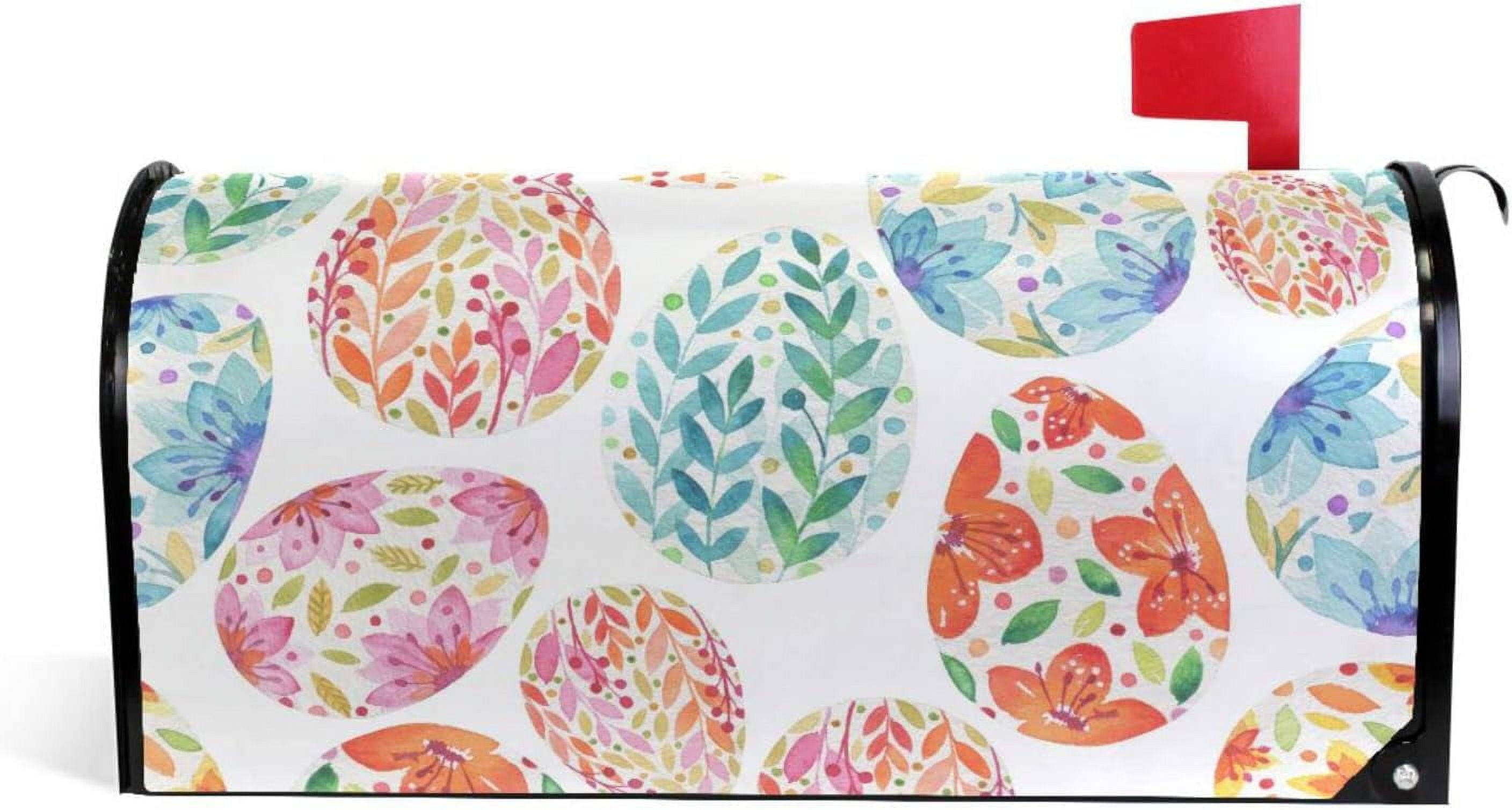 Wellsay Watercolor Easter Colorful Floral Eggs Magnetic Mailbox Cover ...