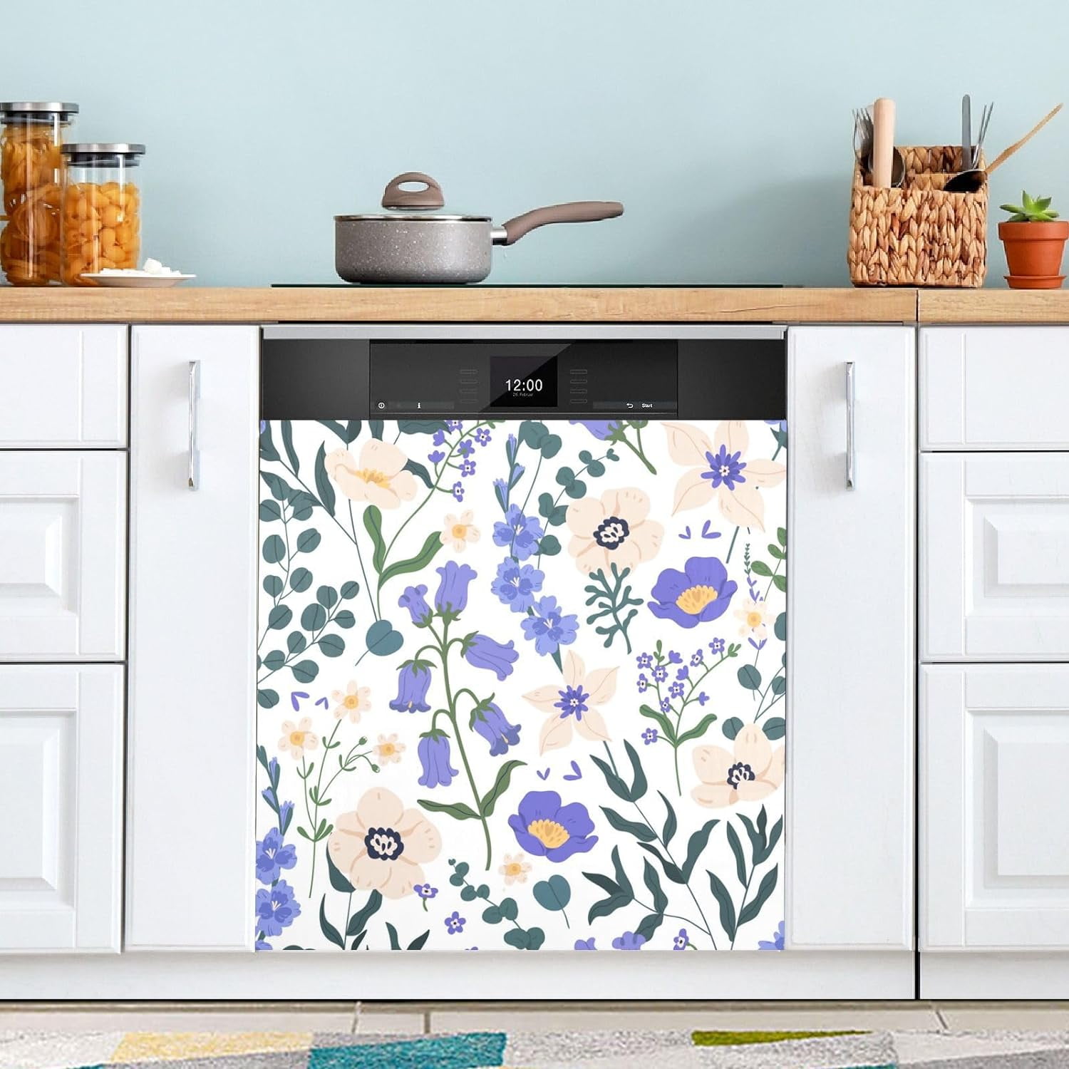 Wellsay Watercolor Flowers Dishwasher Magnet Cover, Kitchen Dish Washer ...