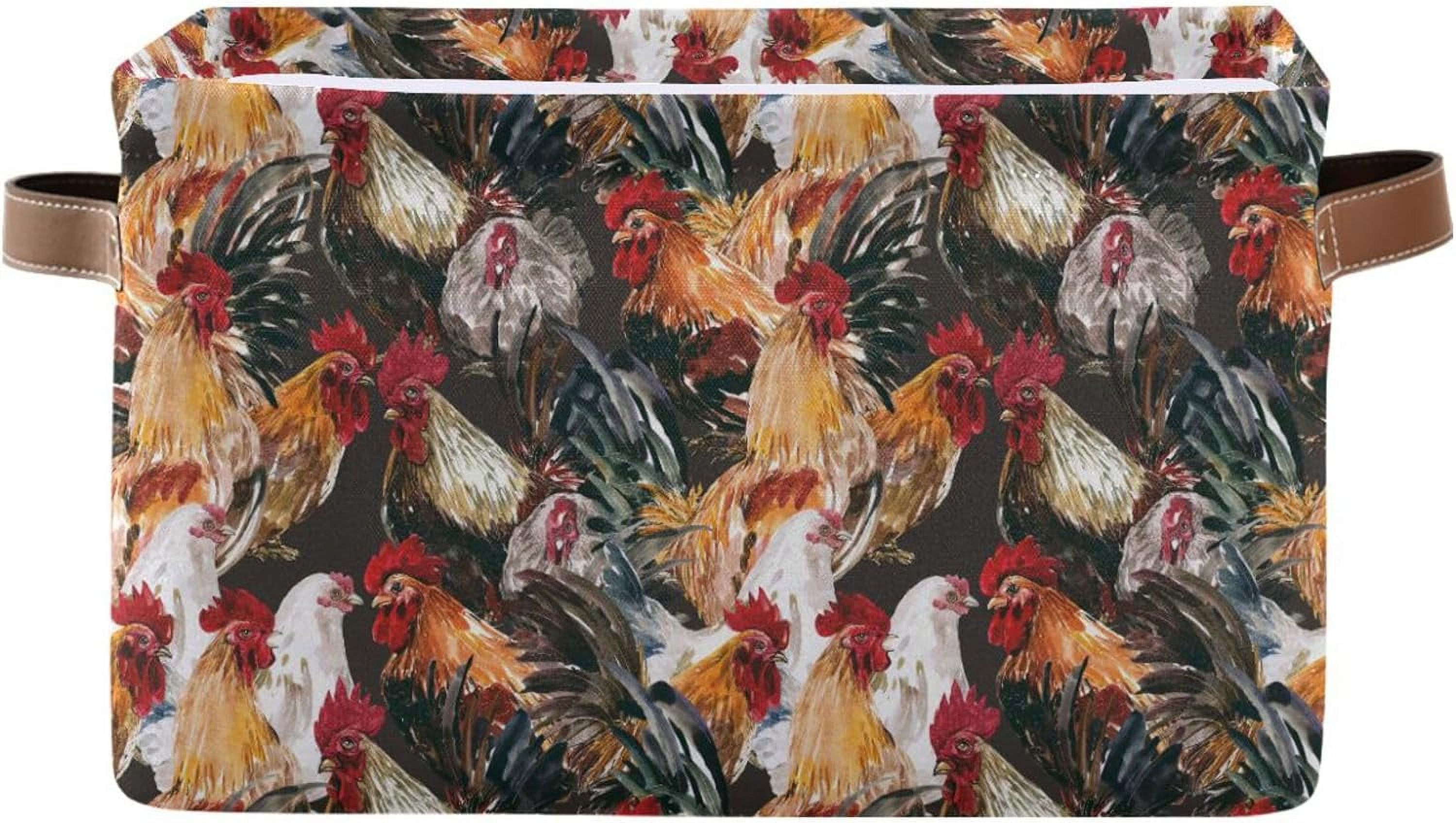 Wellsay Watercolor Painting Chicken Rooster Large Storage Basket with ...