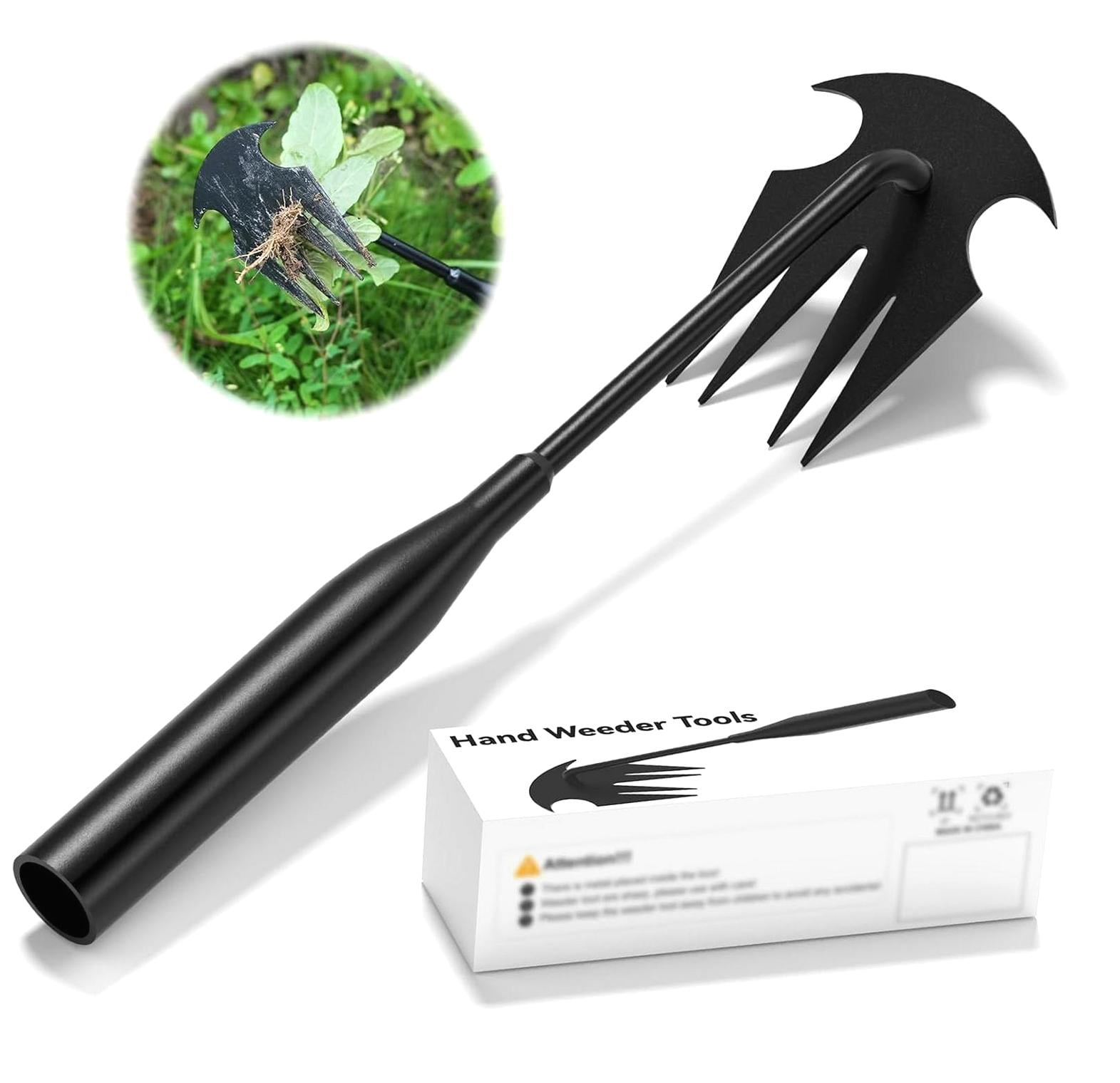 Wellsay Weed Puller Tool, a 12.2" Hand Weeder with 4 Steel , Designed ...