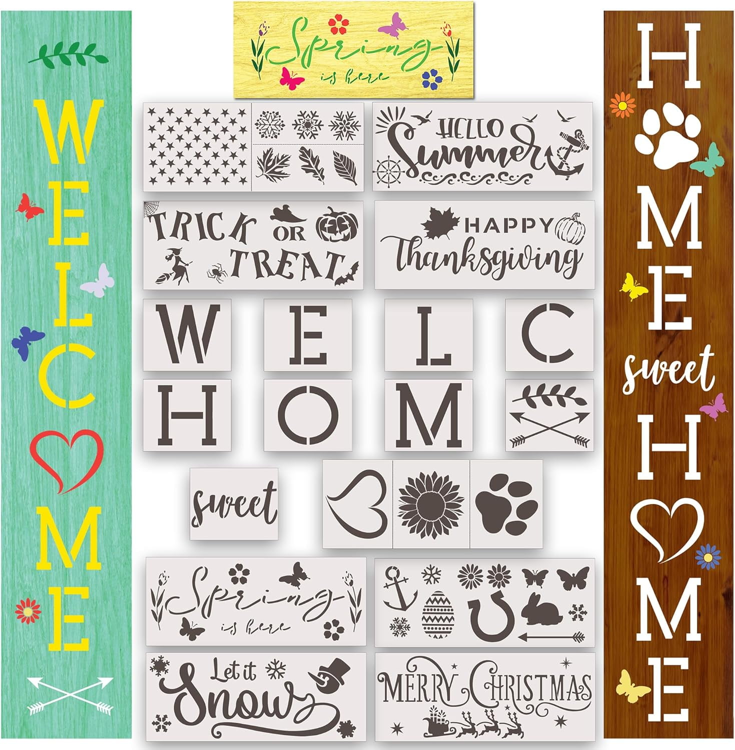 Wellsay Welcome Stencil, Large Stencils for Painting on Wood Reusable ...