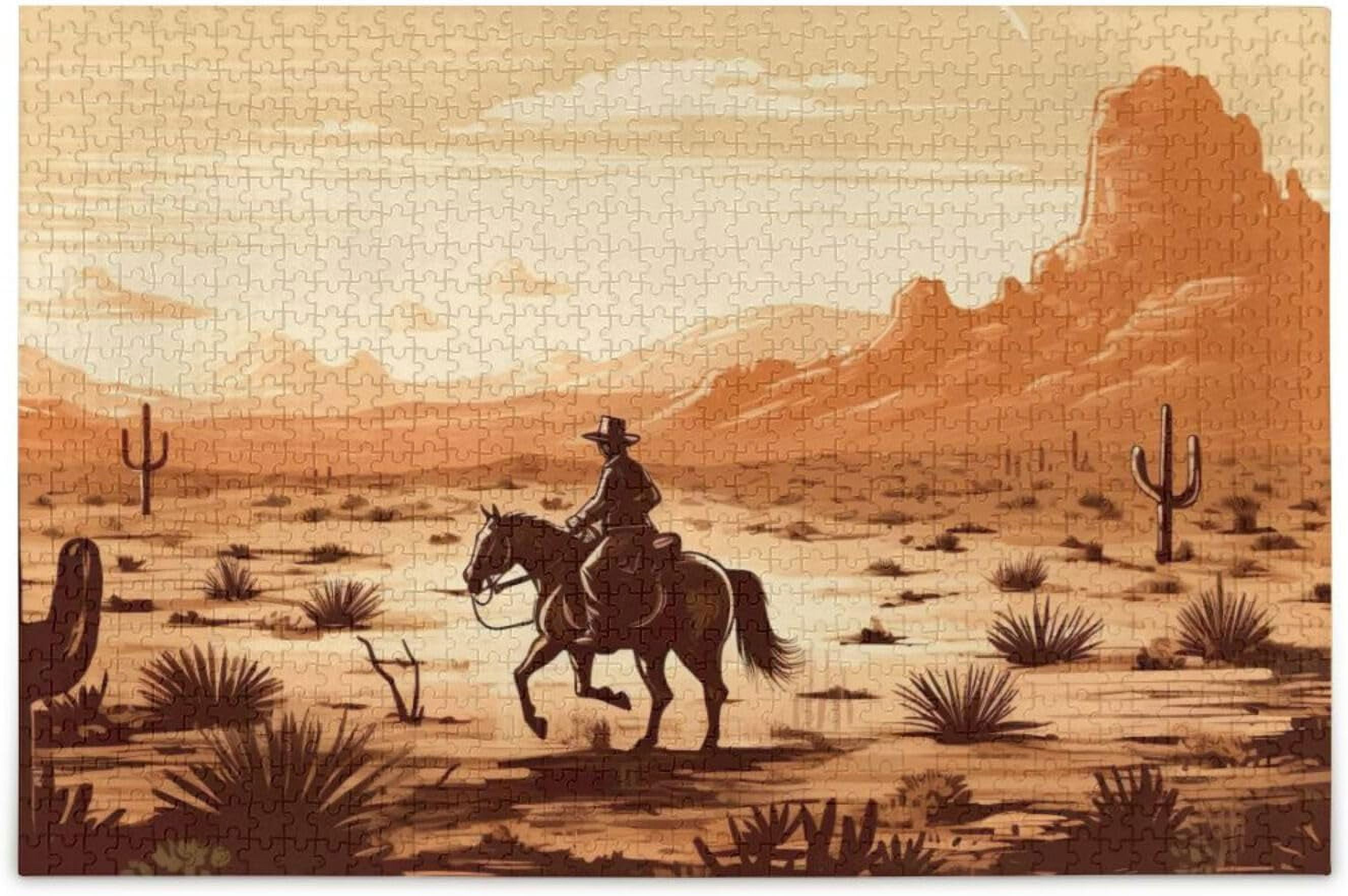 Wellsay Western Desert Cowboy Wooden Jigsaw Puzzles Intellectual ...